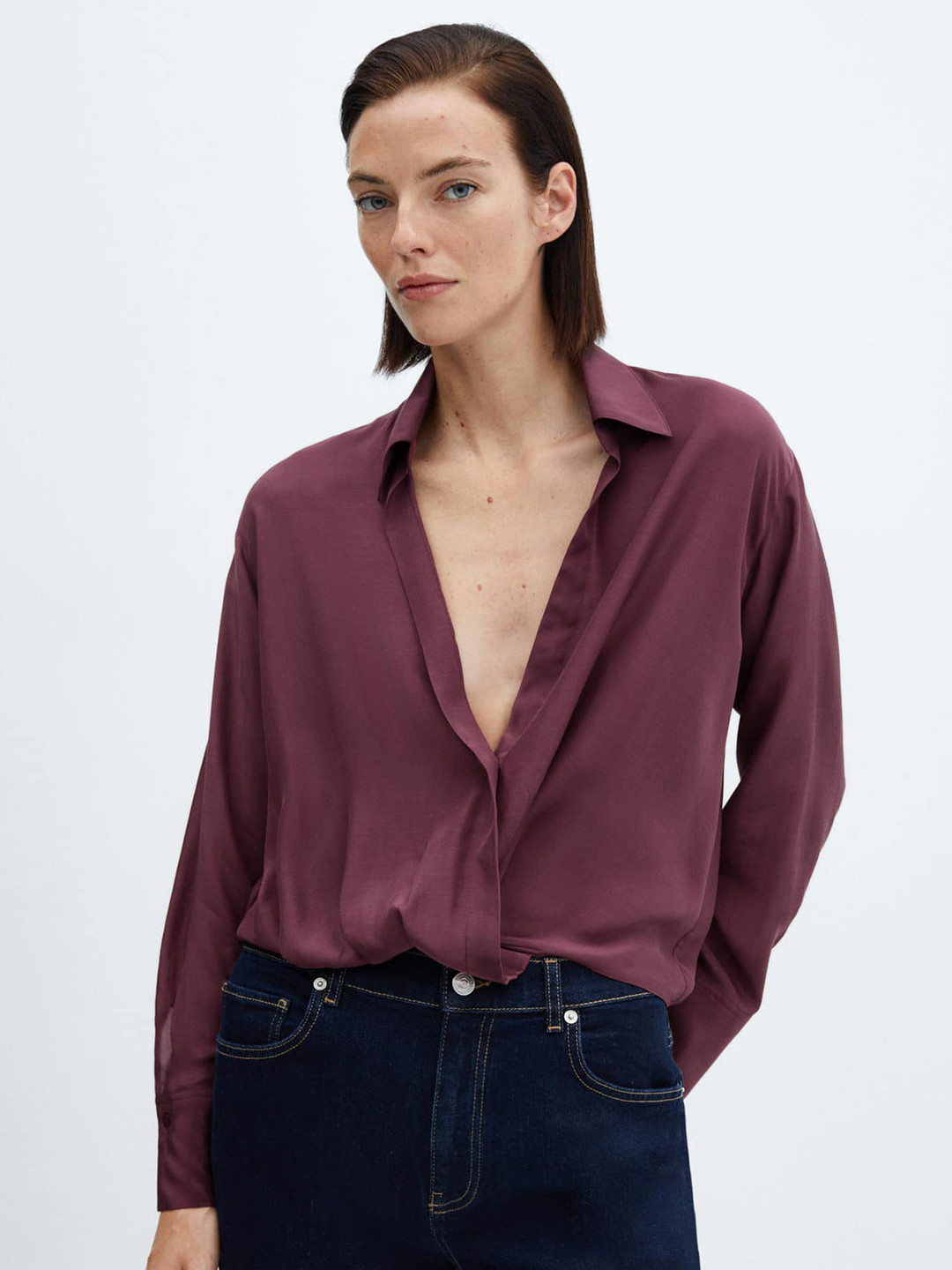 Buy MANGO Burgundy & Mahogany Rose Wrap Top - Tops for Women 25427124 ...