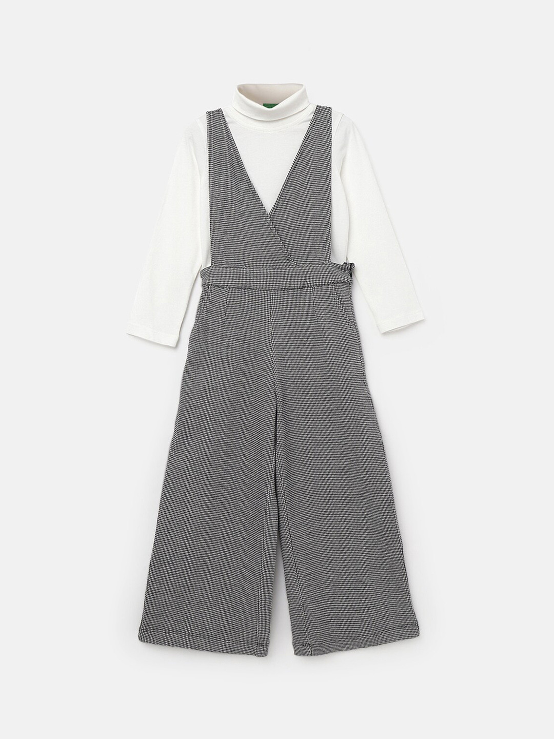 Buy United Colors Of Benetton Girls Houndstooth Sleeveless Dungarees ...