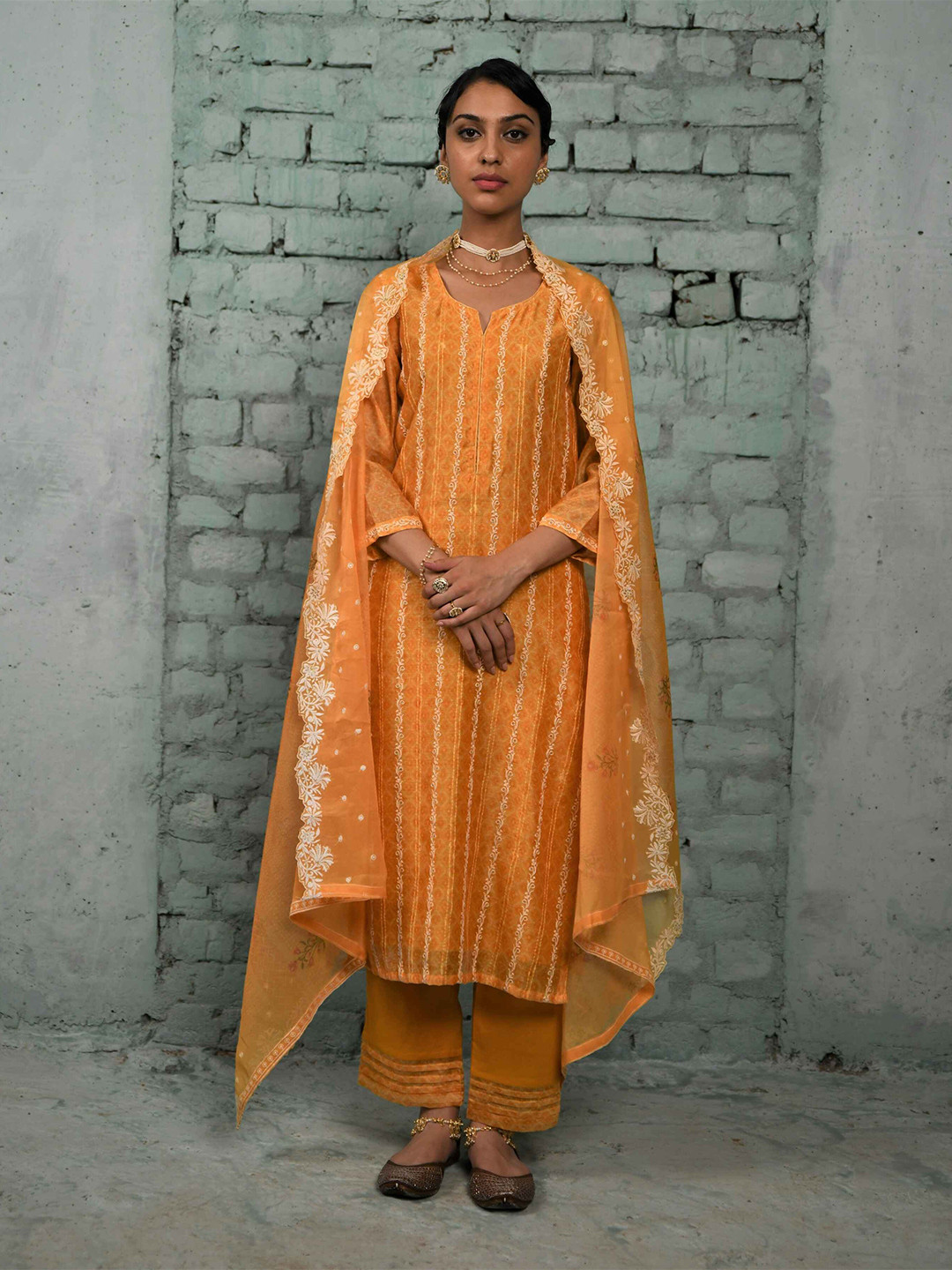 Buy KARAJ JAIPUR Floral Embroidered Regular Pure Cotton Kurta With ...