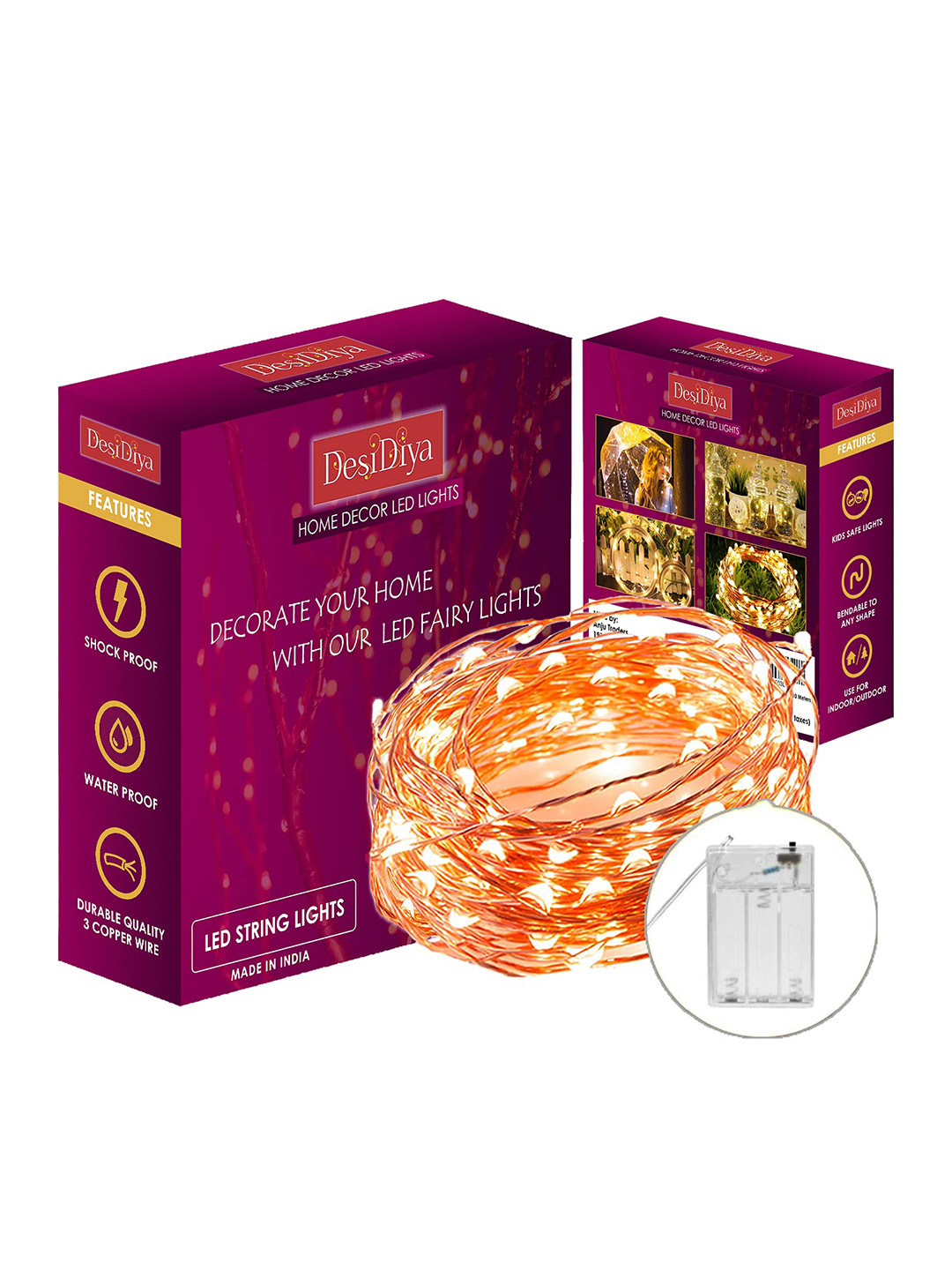 Buy Desidiya Gold Toned LED Shock Proof String Lights - String Lights ...