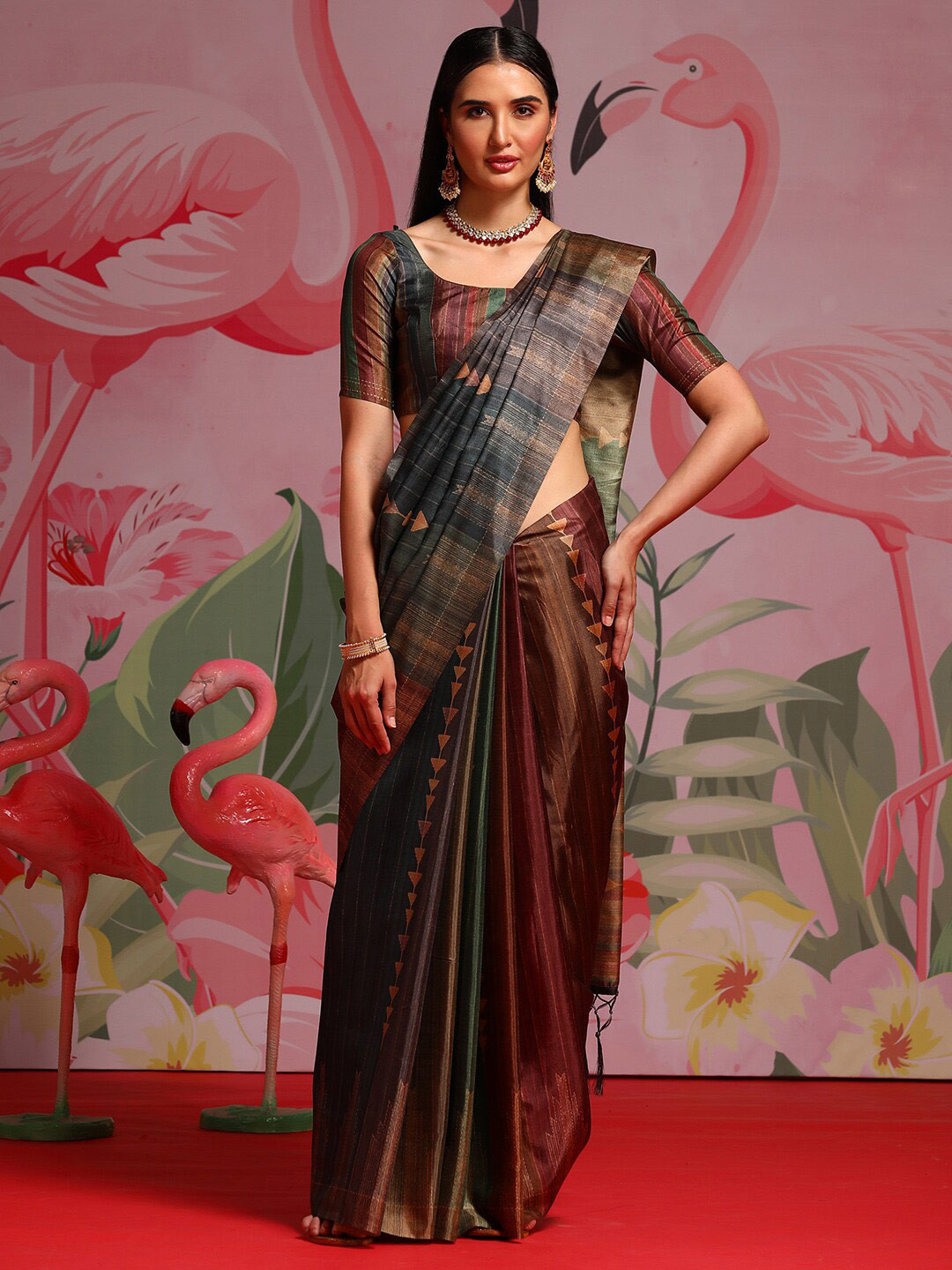 Buy Saree Mall Ethnic Motif Printed Taant Sarees - Sarees for Women ...