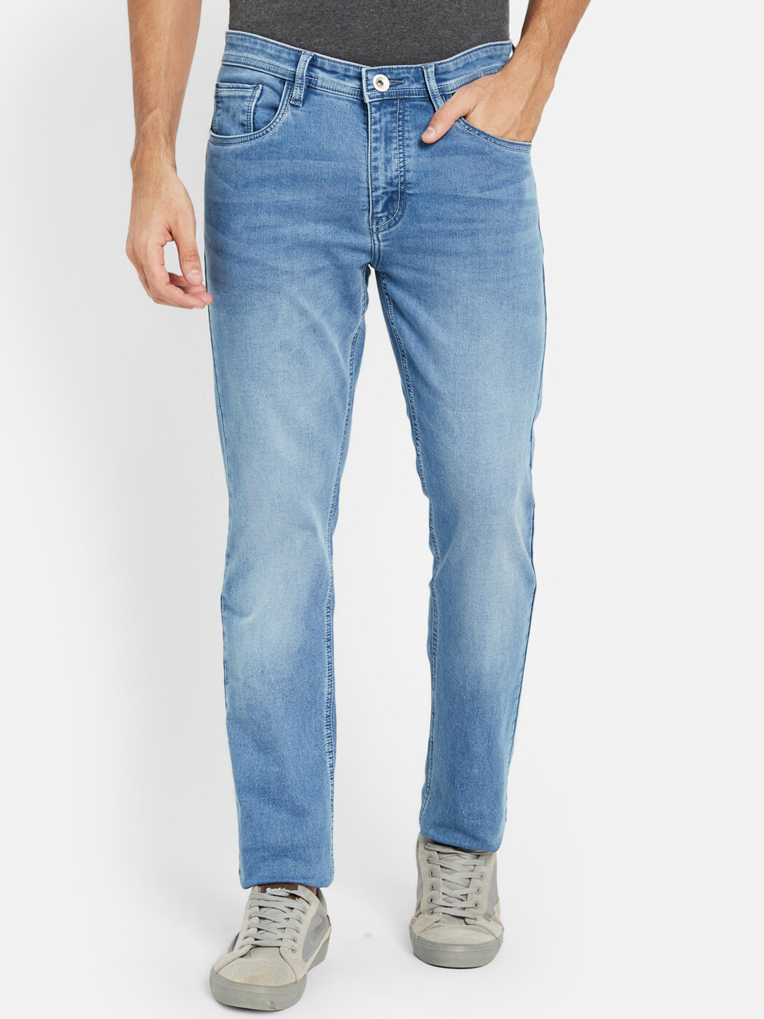 Buy Octave Men Regular Fit Mid Rise Light Fade Cotton Stretchable Jeans ...