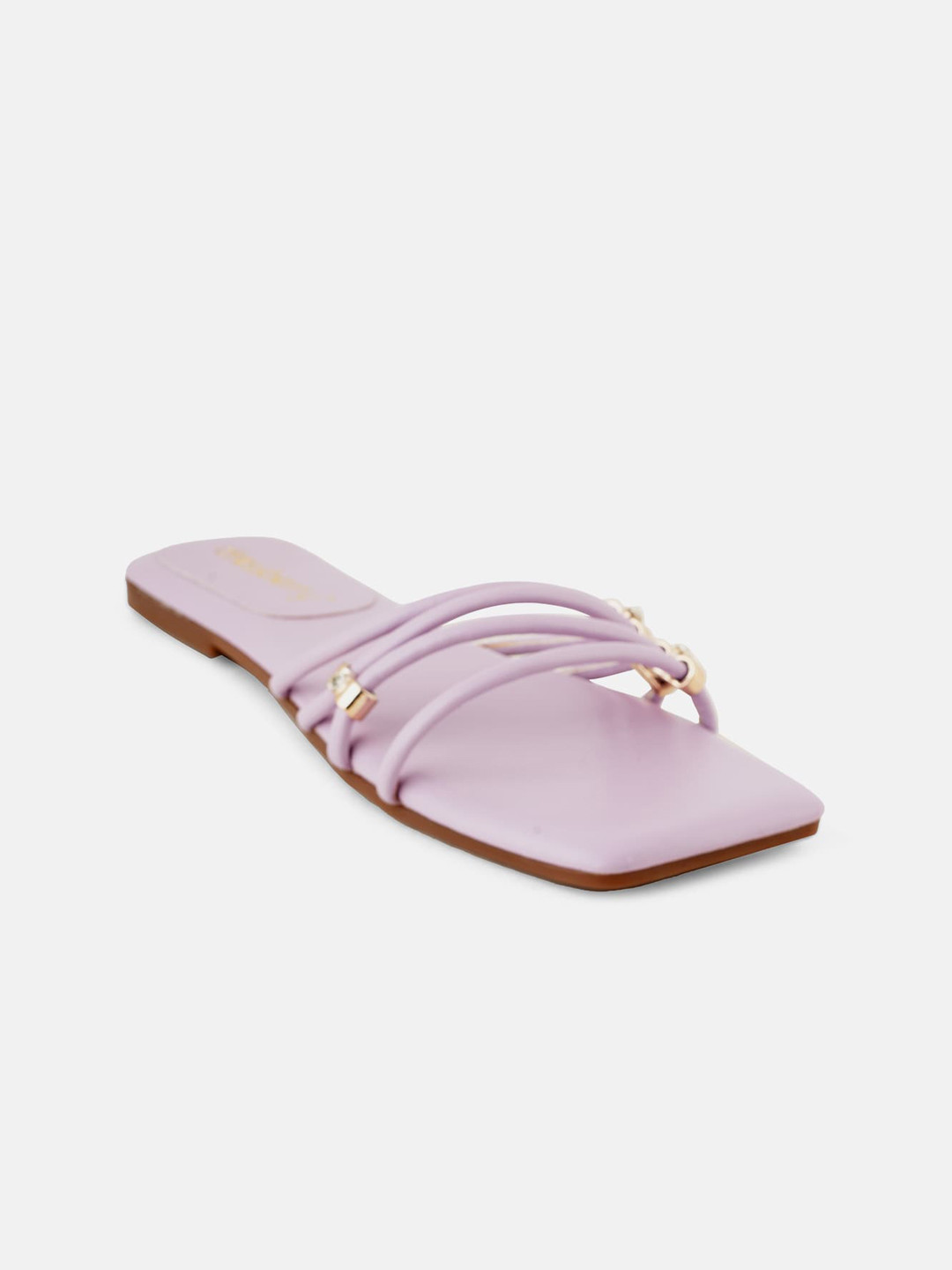 Buy DressBerry Lavender Embellished Strappy Open Toe Flats - Flats for ...