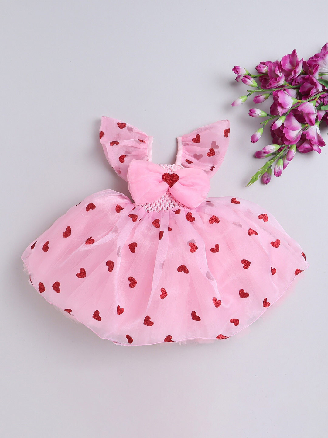 Buy TINY MINY ME Girls Conversational Printed Net Fit & Flare Dress ...