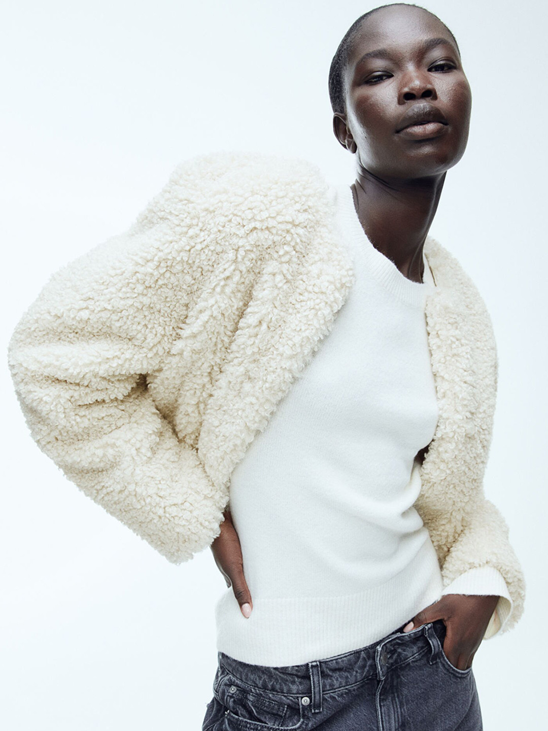 Buy H&M Short Teddy Jacket - Jackets for Women 25451498 | Myntra