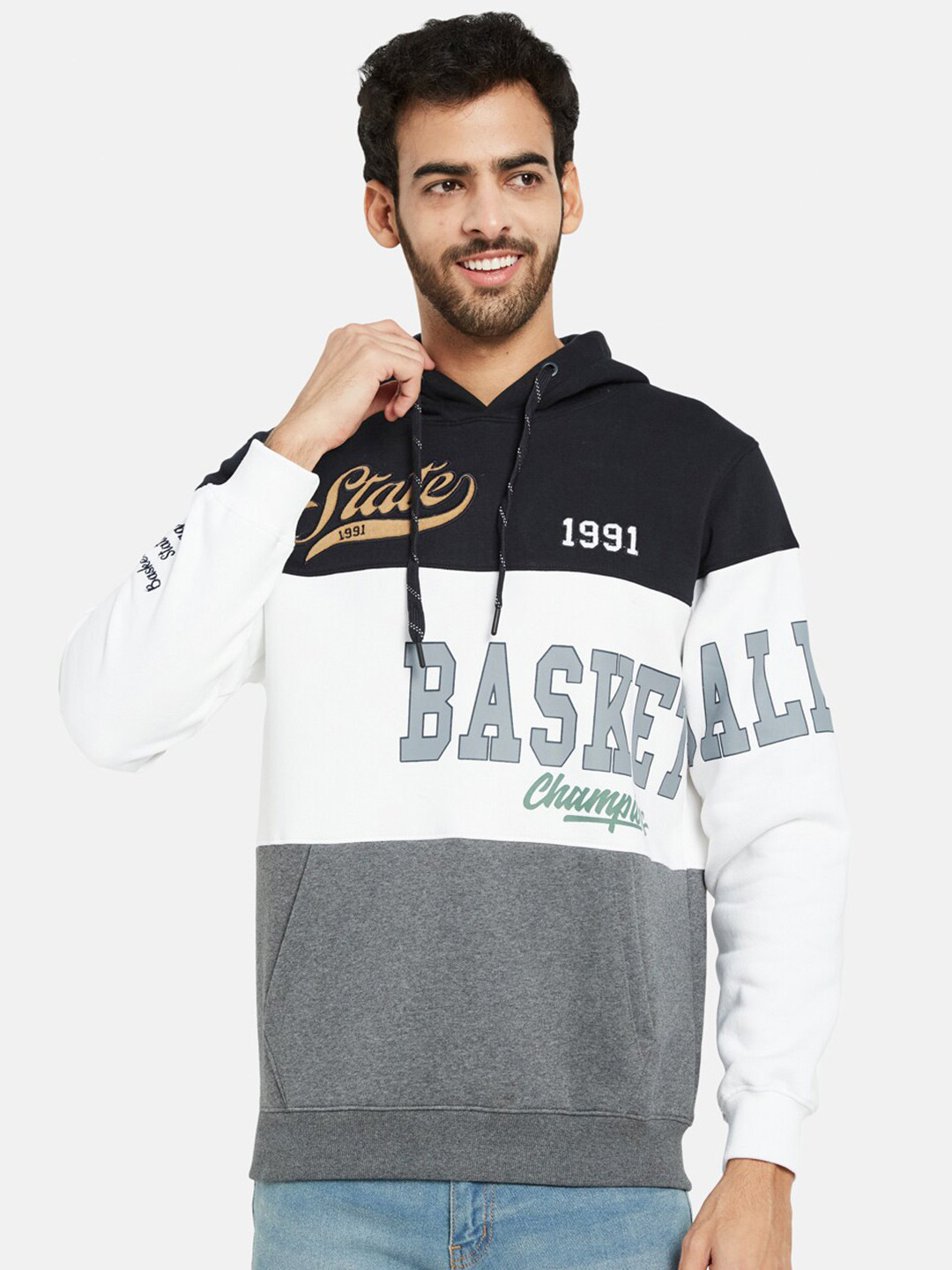 Buy Octave Colourblocked Hooded Fleece Pullover Sweatshirt ...