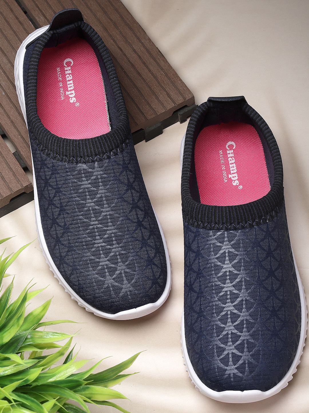 Buy Champs Women Printed Mesh Lightweight Slip On Sneakers - Casual ...