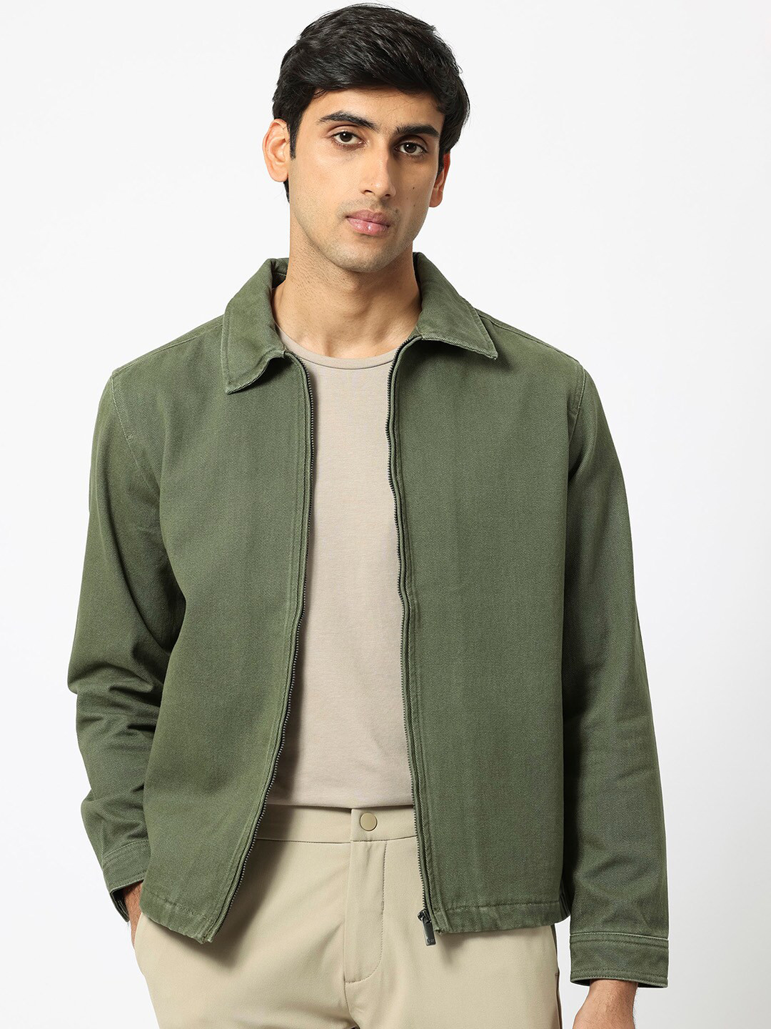 Buy RARE RABBIT Men Zale Spread Collar Cotton Tailored Shacket ...