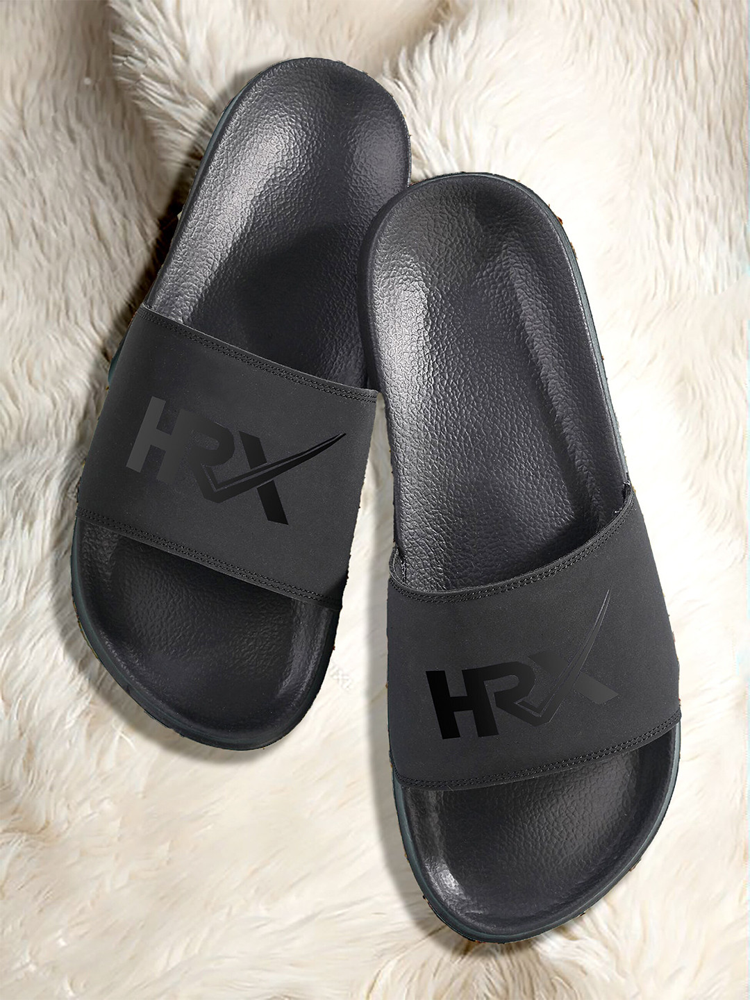 Buy HRX By Hrithik Roshan Women Black Printed Sliders - Flip Flops for ...