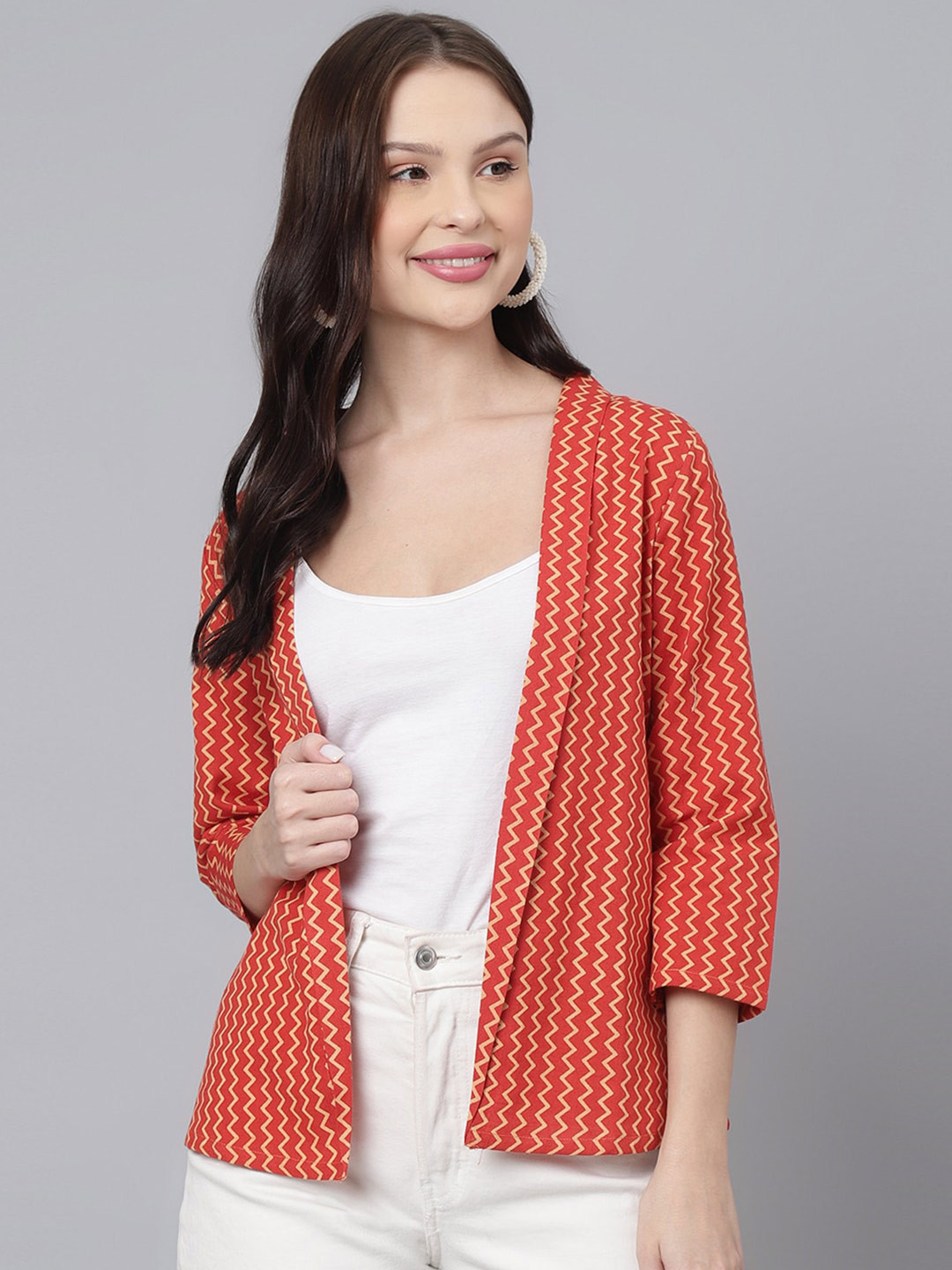 Buy DECKEDUP Chevron Printed Cotton Shrug - Shrug for Women 25471758 ...