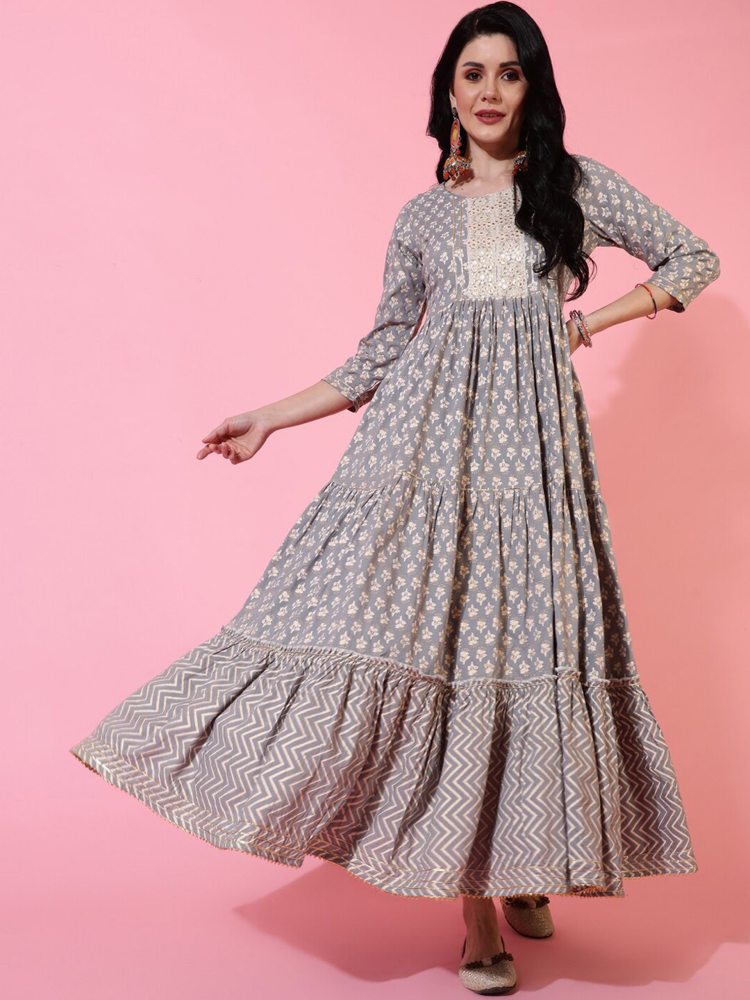Buy Kimayra Ethnic Motifs Printed A Line Ethnic Dress Ethnic Dresses