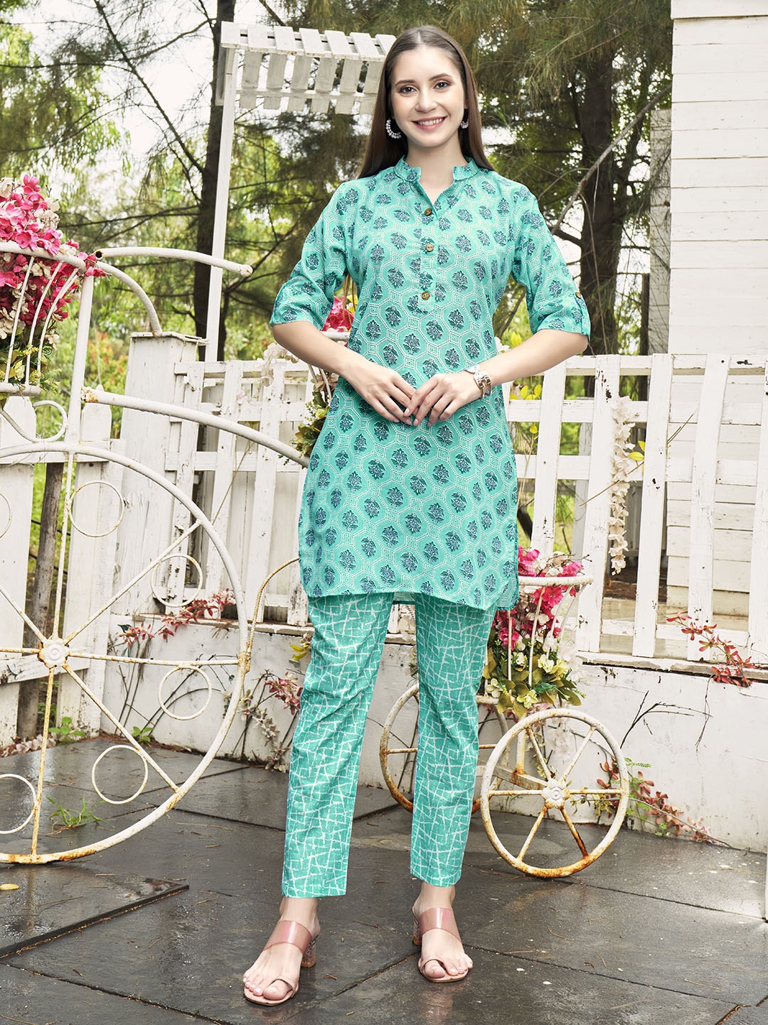 Buy Anouk Ethnic Motifs Printed Regular Pure Cotton Kurta With Trousers