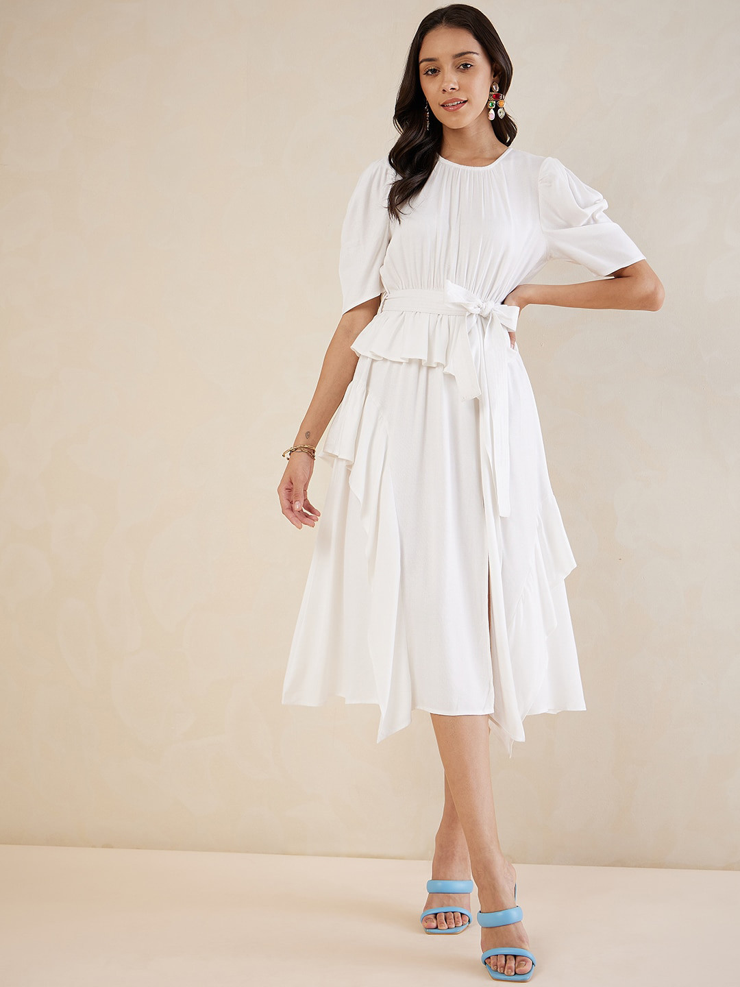 Buy Femella Round Neck Fit & Flare Midi Dress - Dresses for Women ...
