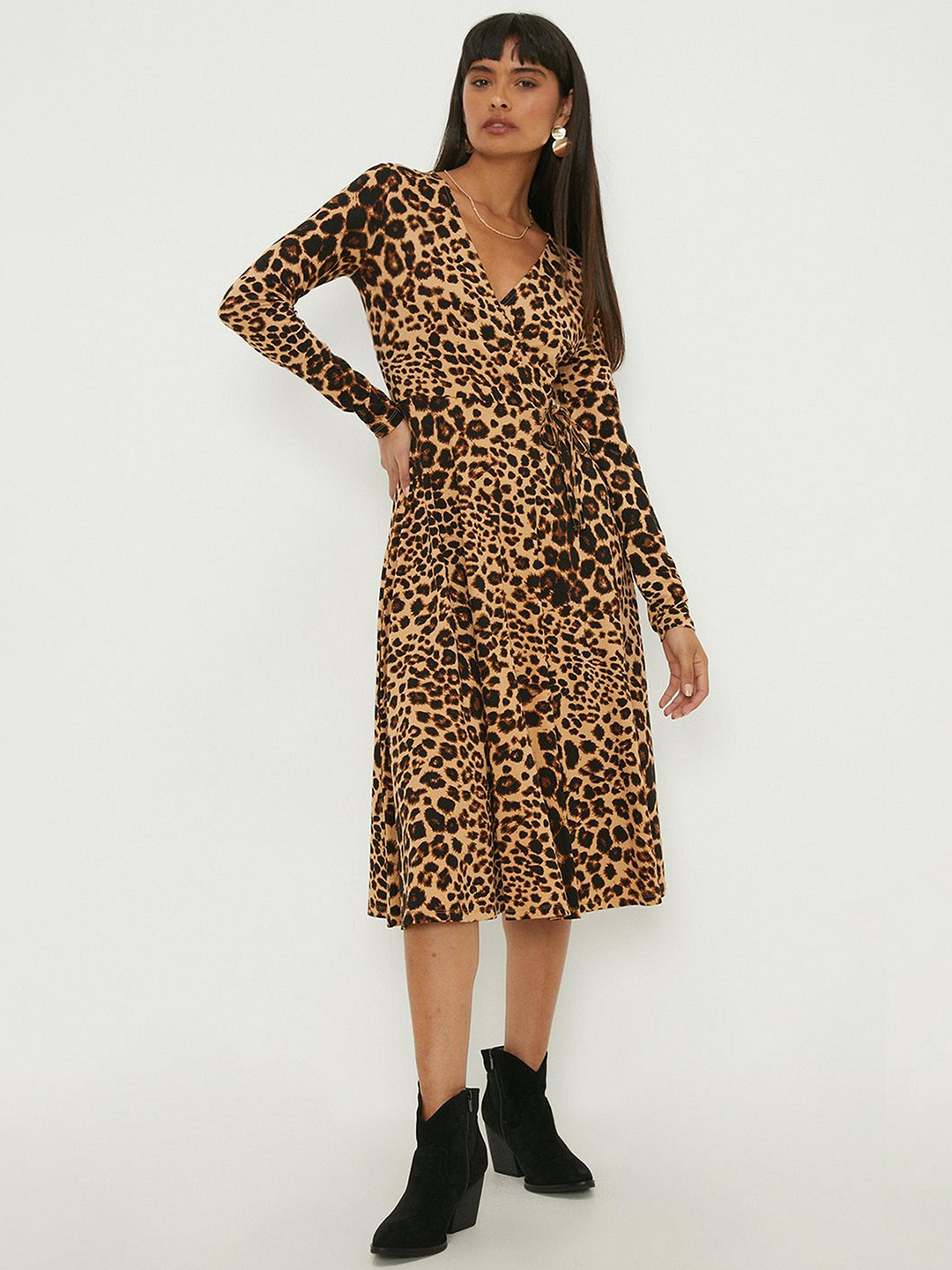 Buy DOROTHY PERKINS Animal Print Wrap Midi Dress - Dresses for Women ...