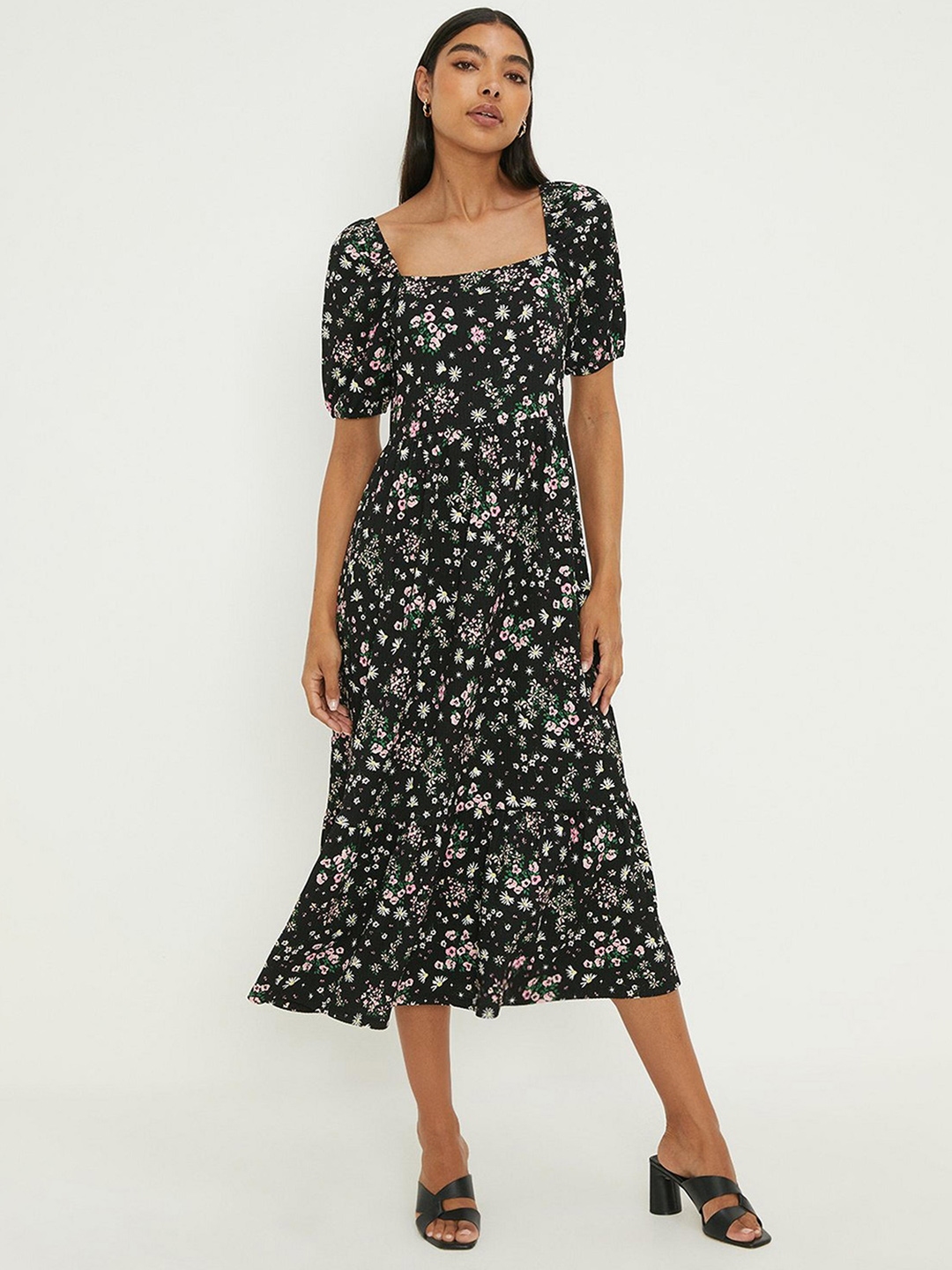 Buy Dorothy Perkins Ditsy Floral Printed Puff Sleeve A Line Midi Dress
