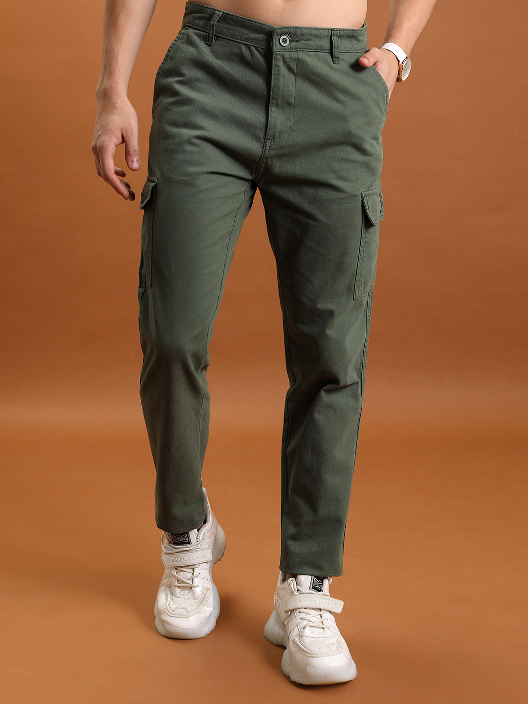 Buy HIGHLANDER Men Tapered Fit Cargo Trousers - Trousers for Men ...