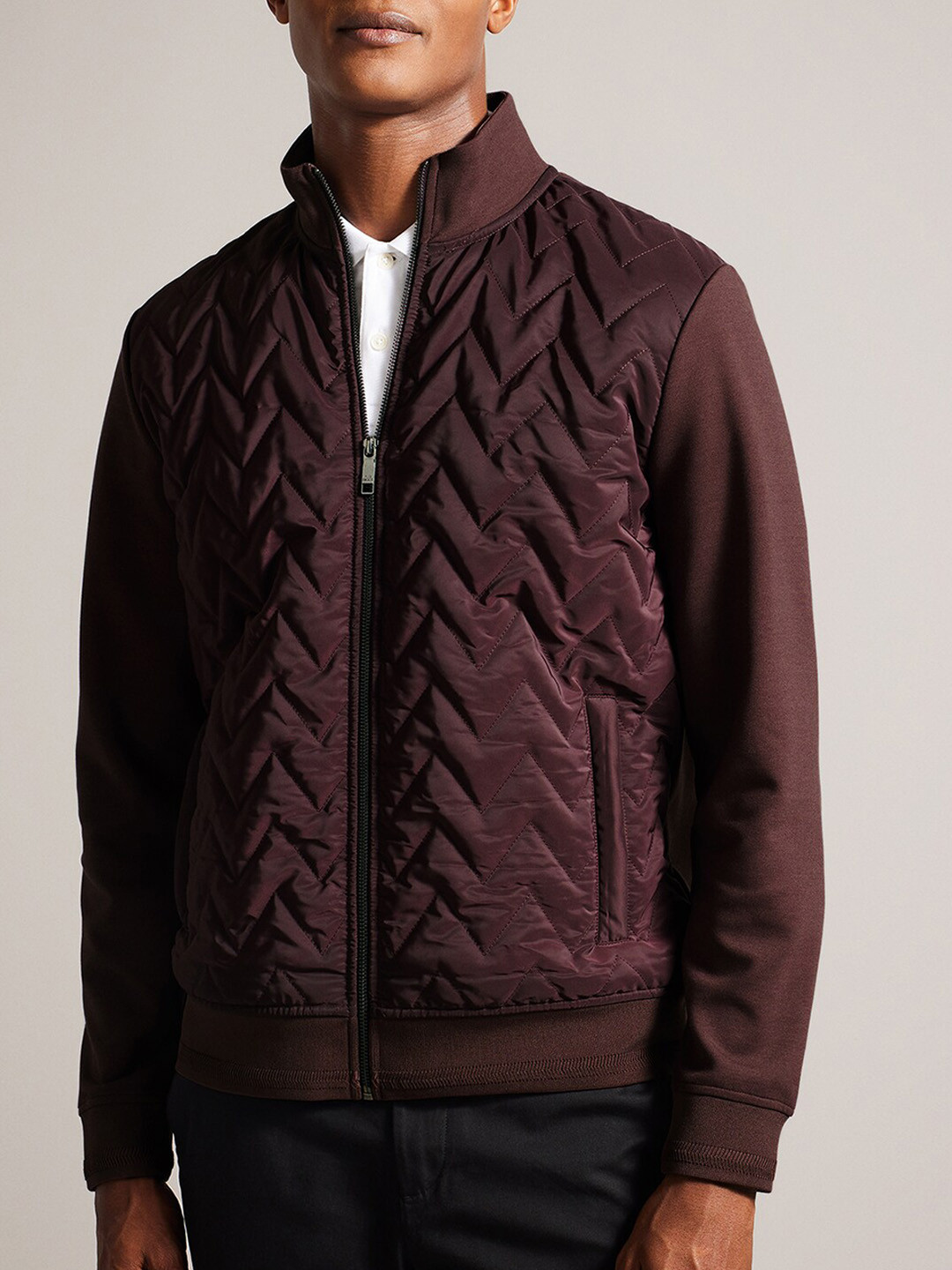 Buy Ted Baker Stand Collar Longline Geometric Quilted Jacket - Jackets ...