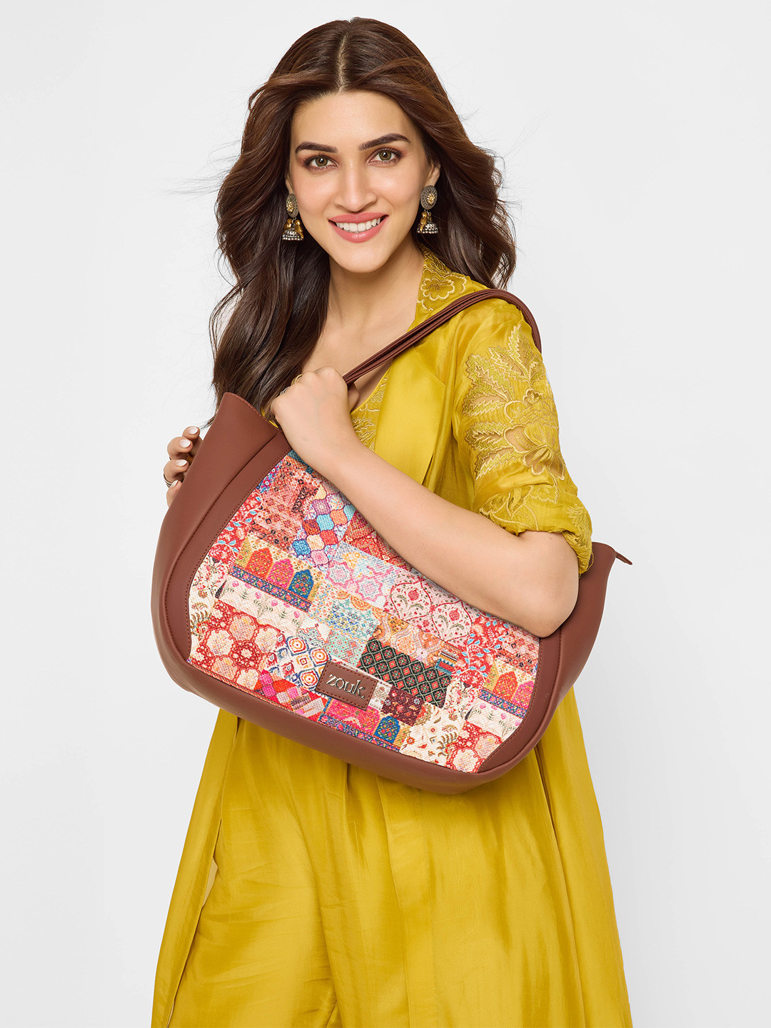 Buy ZOUK Ethnic Motifs Printed Structured Jute Shoulder Bag - Handbags ...