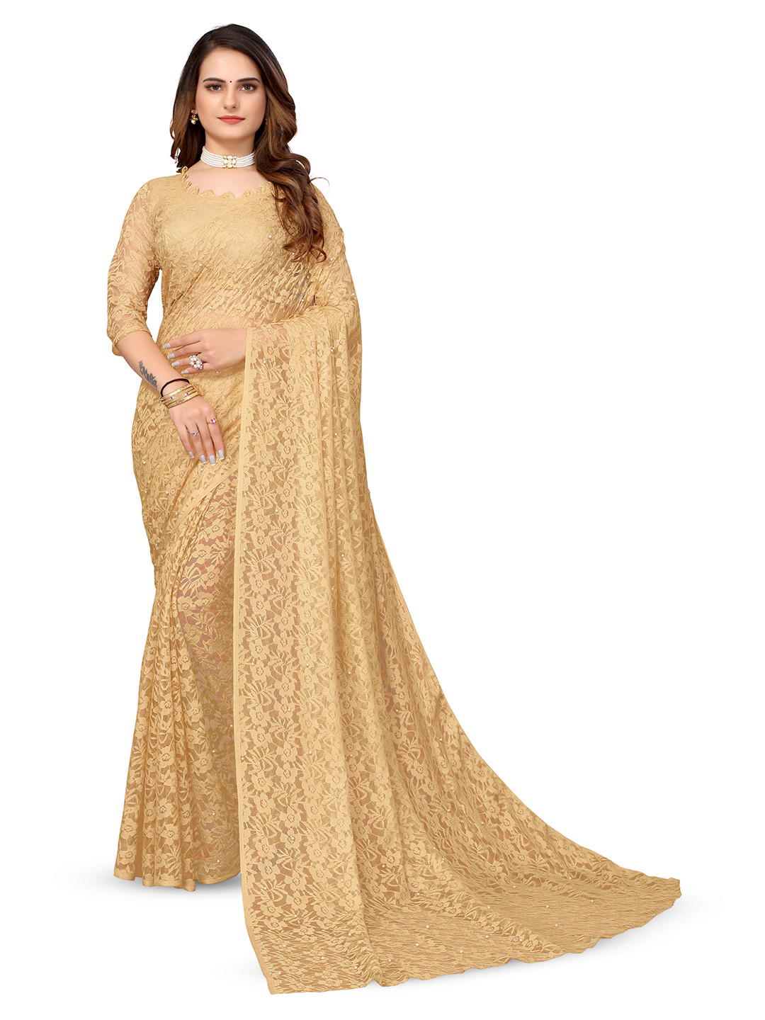 Buy KALINI Floral Self Design Net Saree - Sarees for Women 25488172 ...