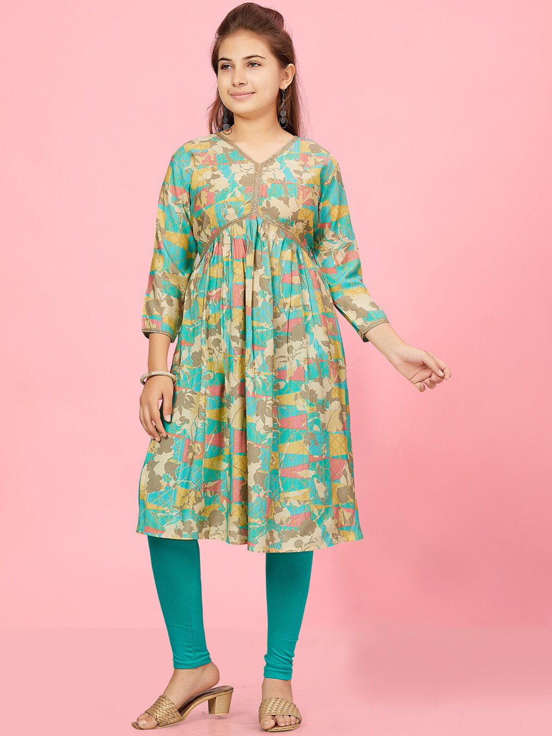 Buy Aarika Girls Yoke Design Flared Sleeves Kurta - Kurtas for Girls ...