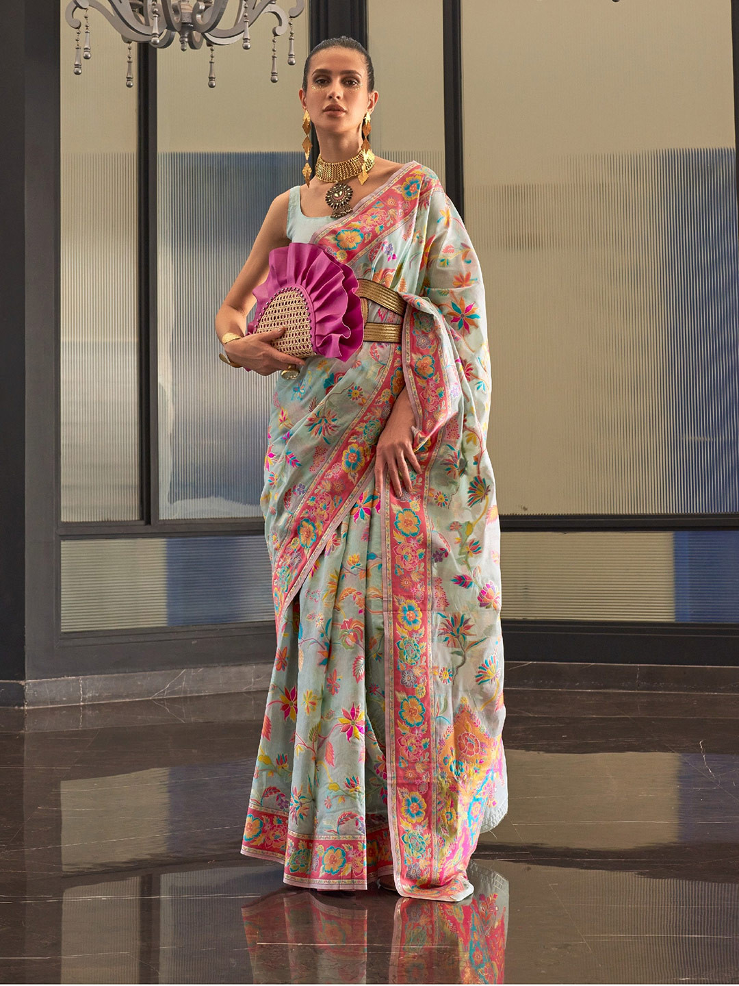 Buy MOKSHA DESIGNS Woven Design Pure Silk Kanjeevaram Saree - Sarees ...