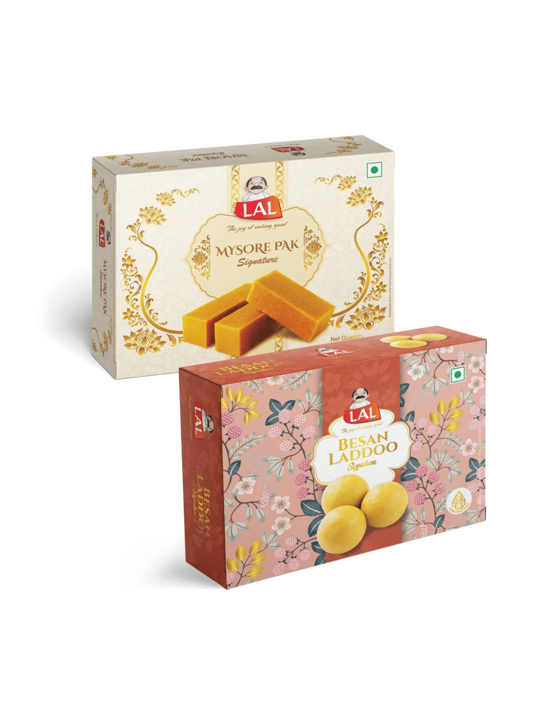 Buy LAL Pack Of 2 Mysore Pak Signature & Besan Ladoo Sweets 400gm Each ...