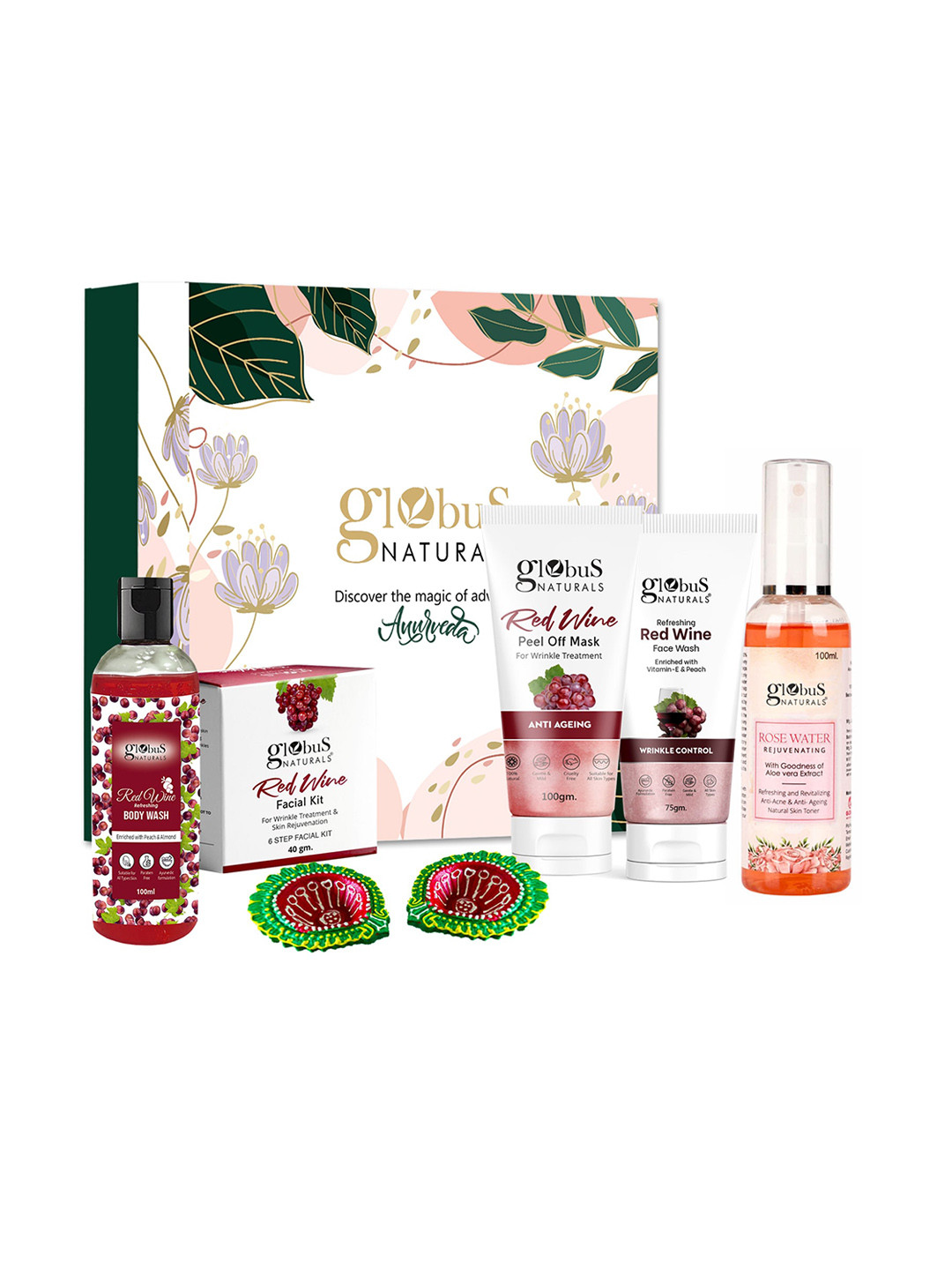 Buy Globus Naturals Red Wine Festive Glow Skin Care Gift Box 315g ...