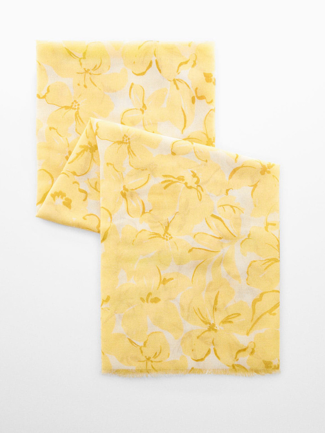 Buy MANGO Fringed Edge Floral Printed Soft Scarf - Scarves for Women ...