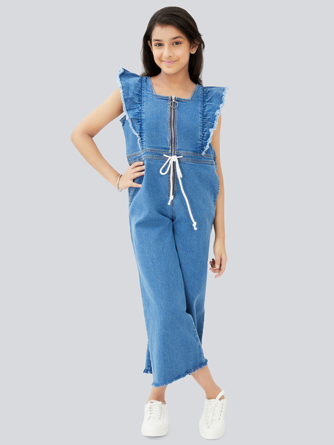 Buy Olele Girls Zipper June Waist Tie Ups Cotton Basic Jumpsuit ...