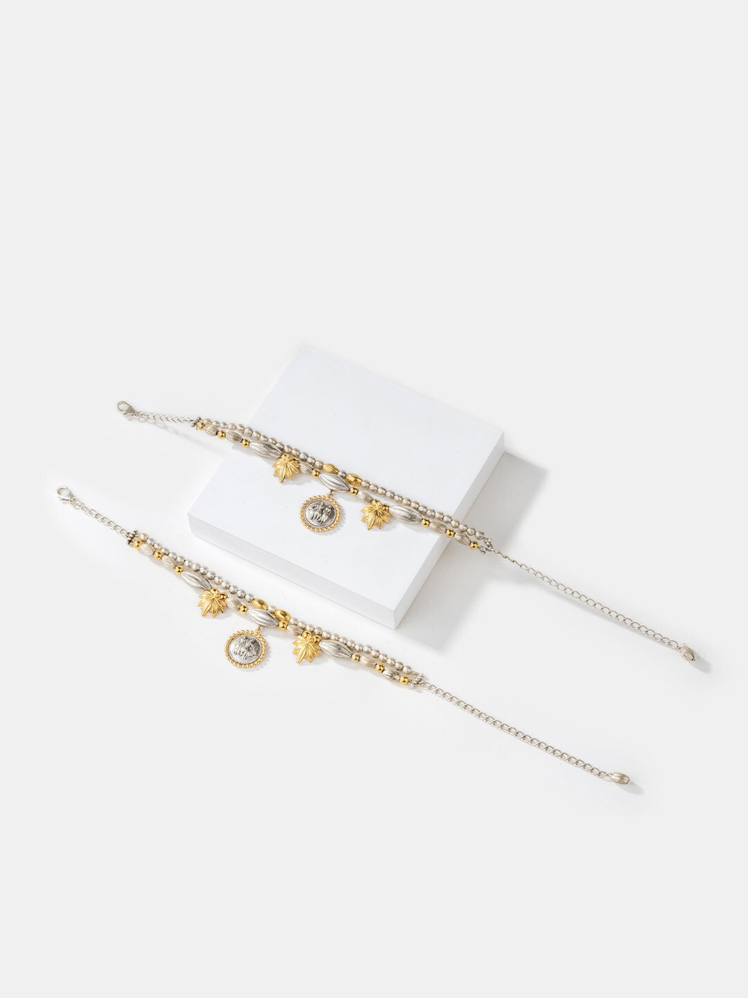 Buy SHAYA Set Of 2 Dual Plated 925 Sterling Silver Anklets - Anklet for ...