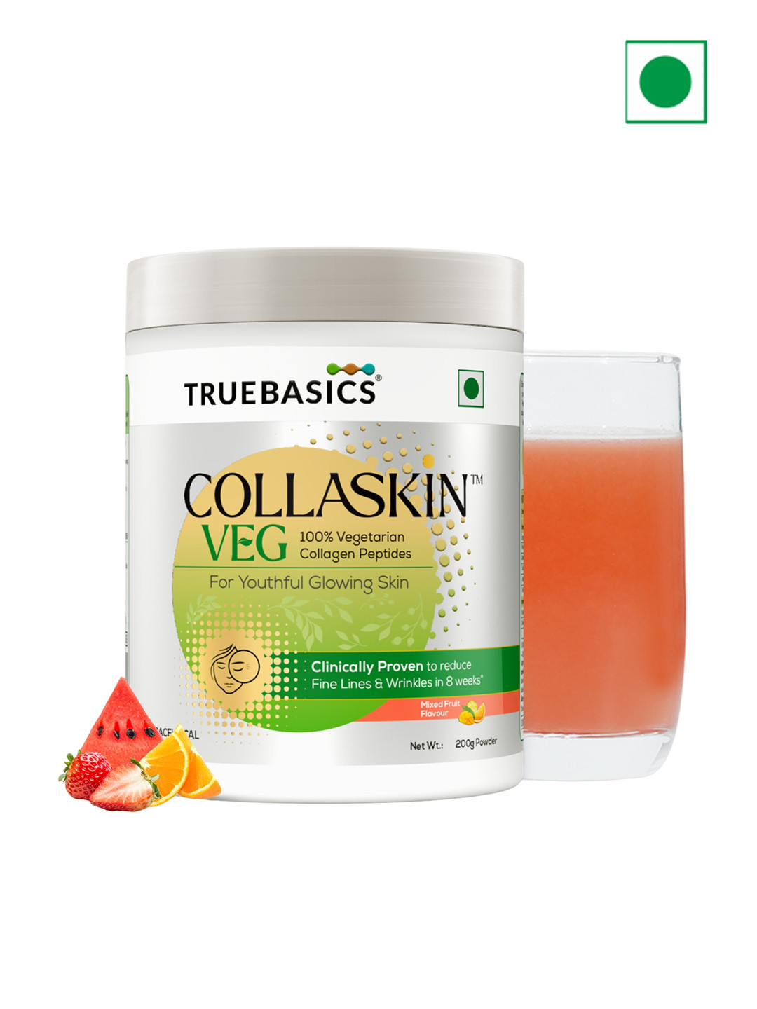 Buy TrueBasics Collaskin 100% Vegetarian Mixed Fruit Flavour Collagen ...