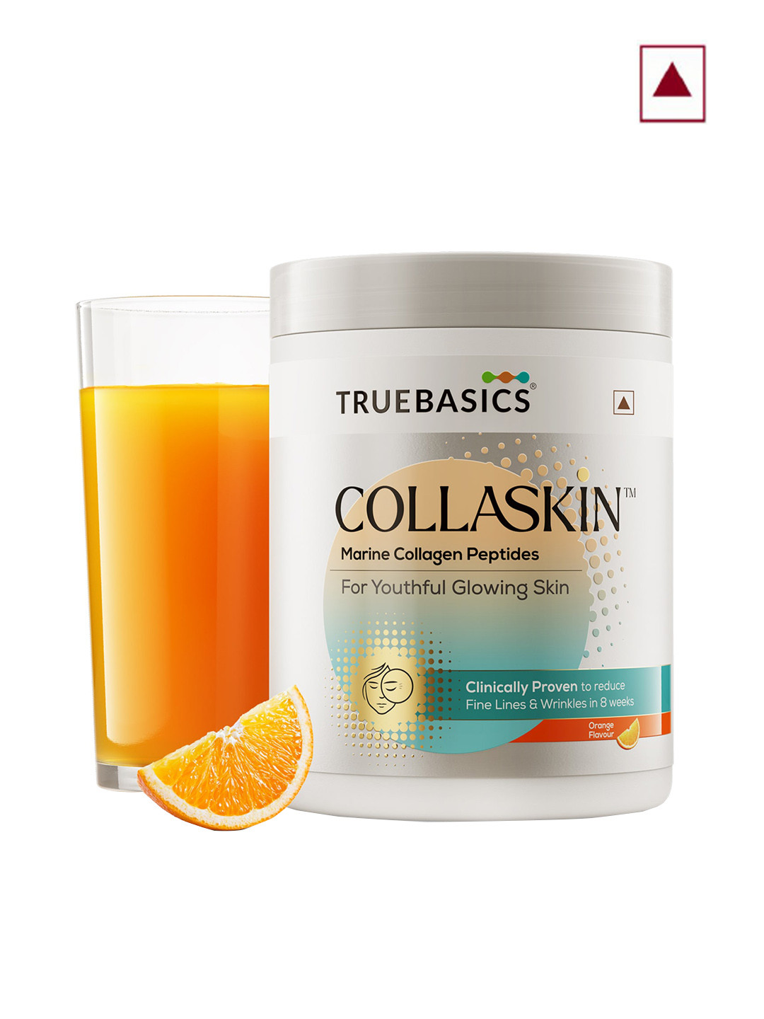 Buy TrueBasics Collaskin Orange Flavour Marine Collagen Peptides Powder ...