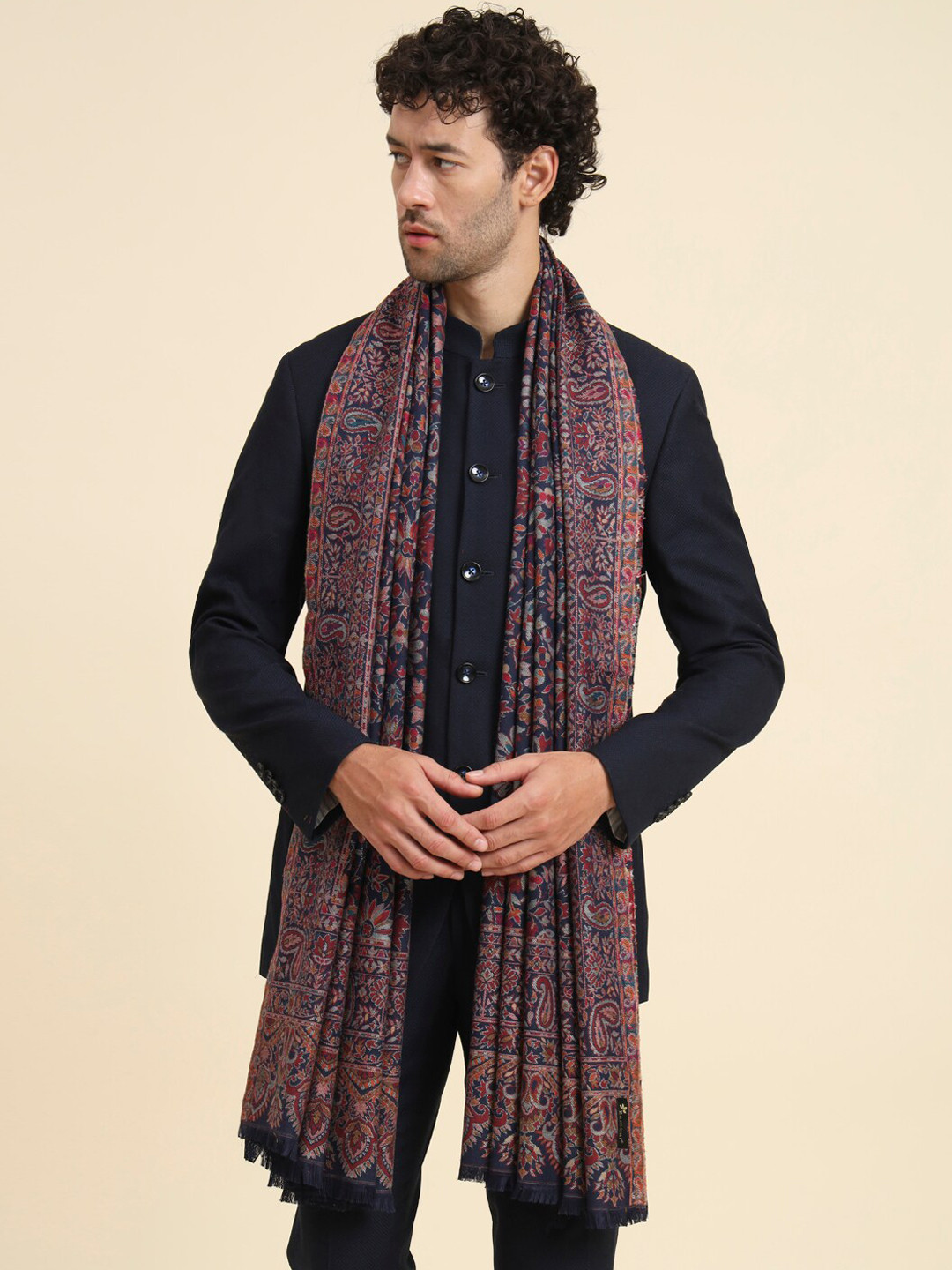 Buy Zamour Ethinic Motif Woven Design Kashmiri Shawl - Shawl for Men ...