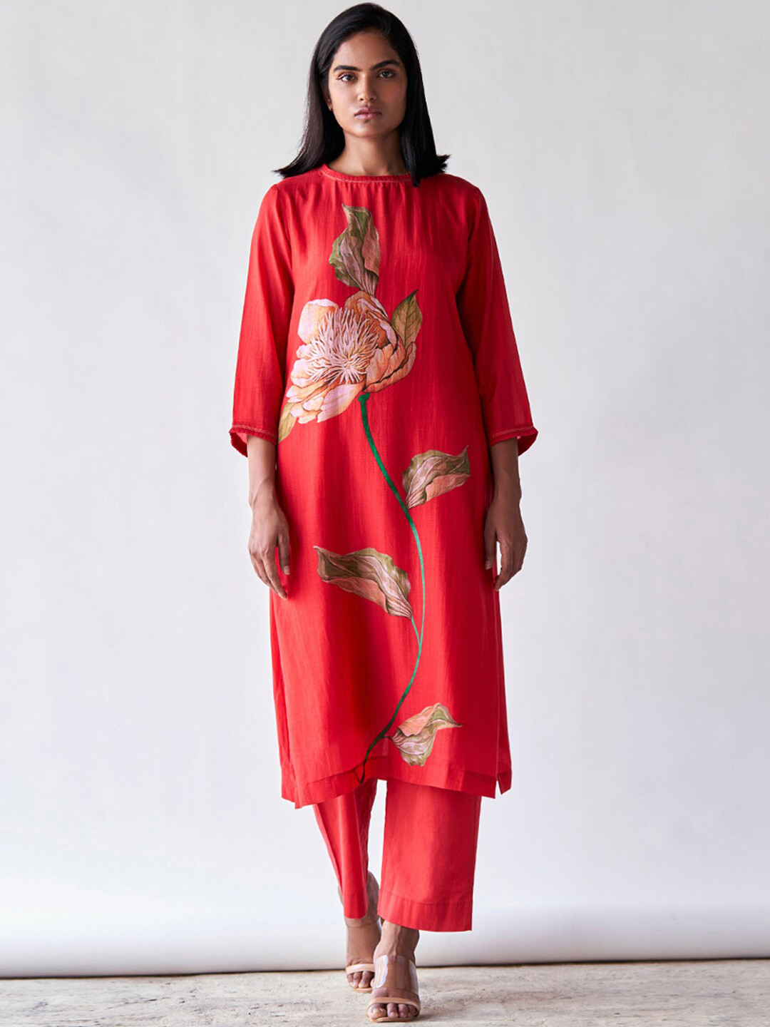 Buy Ganga Floral Printed Regular Kurta With Trouser - Kurta Sets for ...