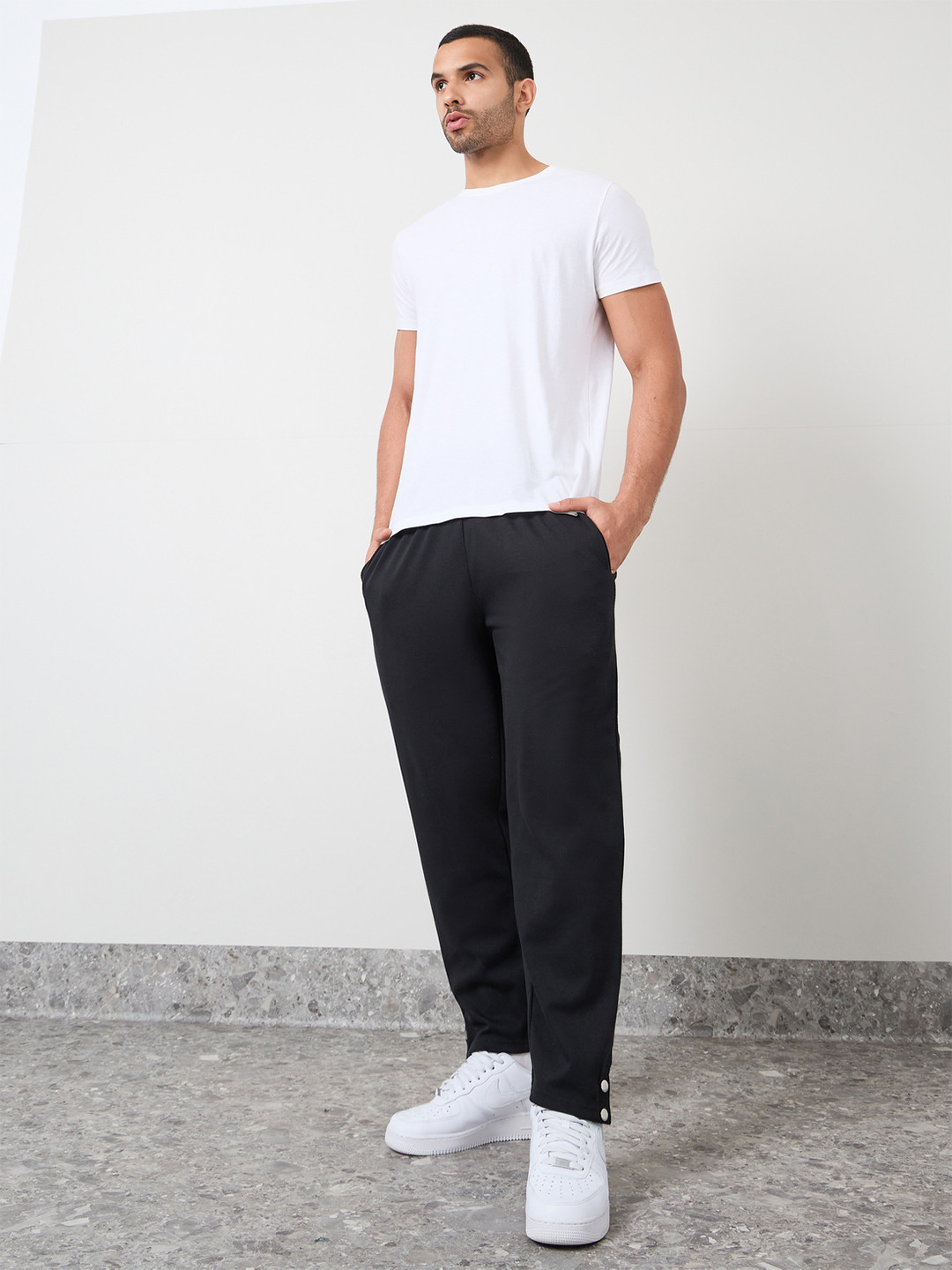 Buy Styli Men Interlock Relaxed Fit Snap Button Detail Jogger - Track ...