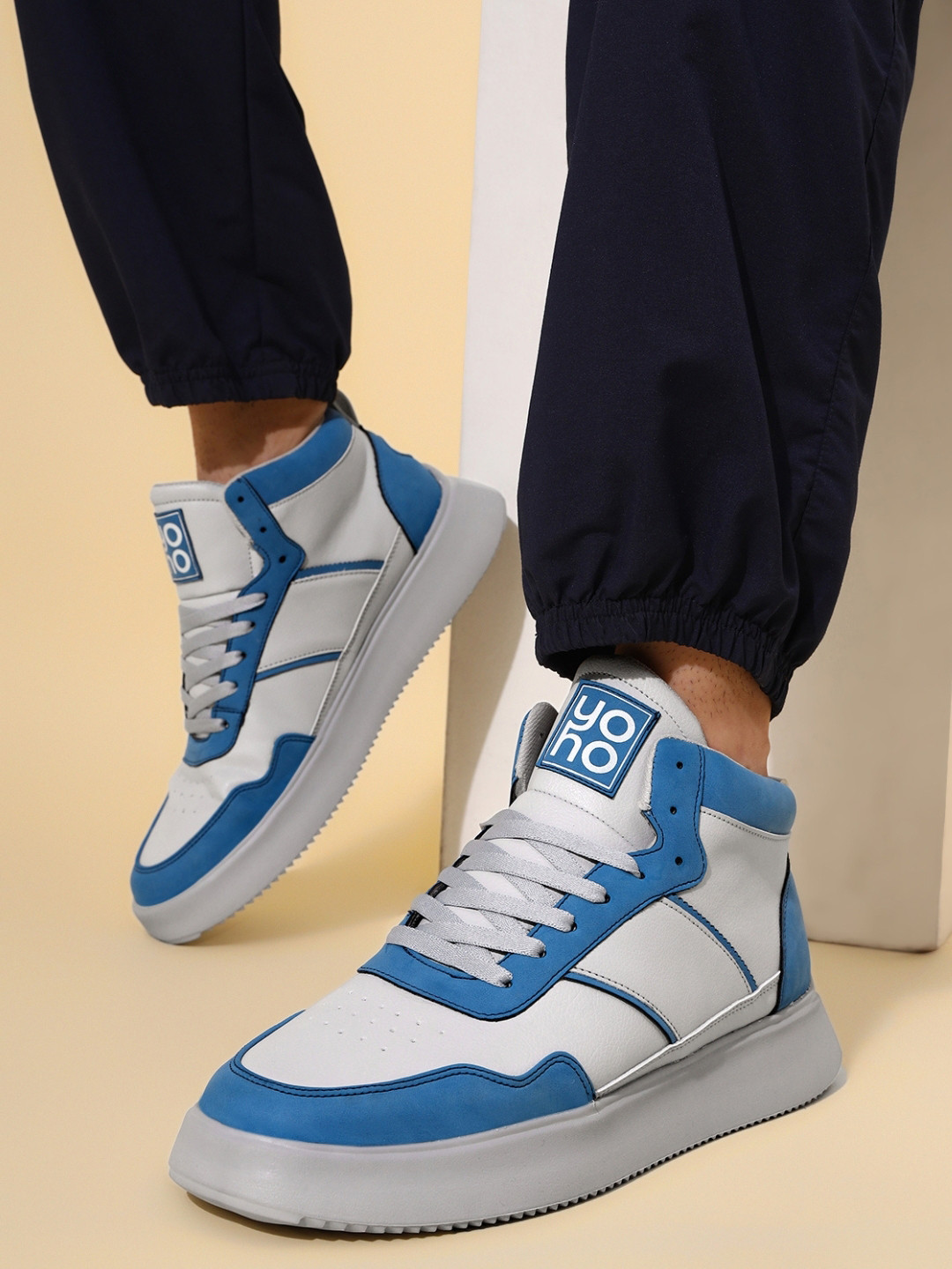 Buy Yoho Men Colourblocked Lightweight Mid Top Sneakers - Casual Shoes ...