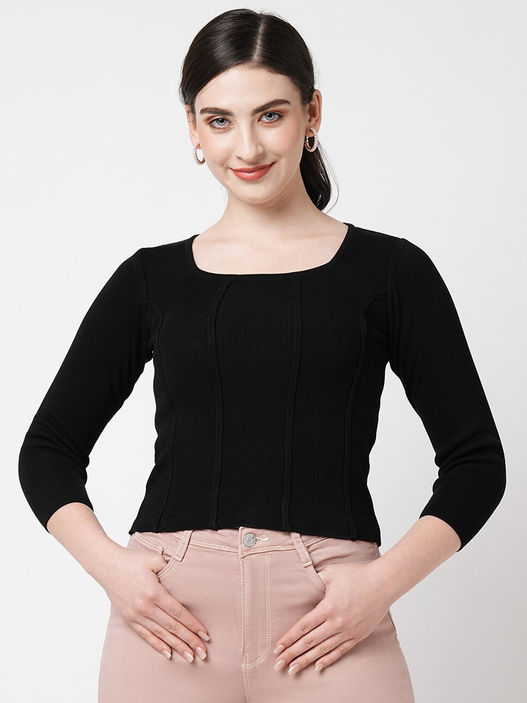 Buy Kraus Jeans Round Neck Fitted Top - Tops for Women 25506564 | Myntra