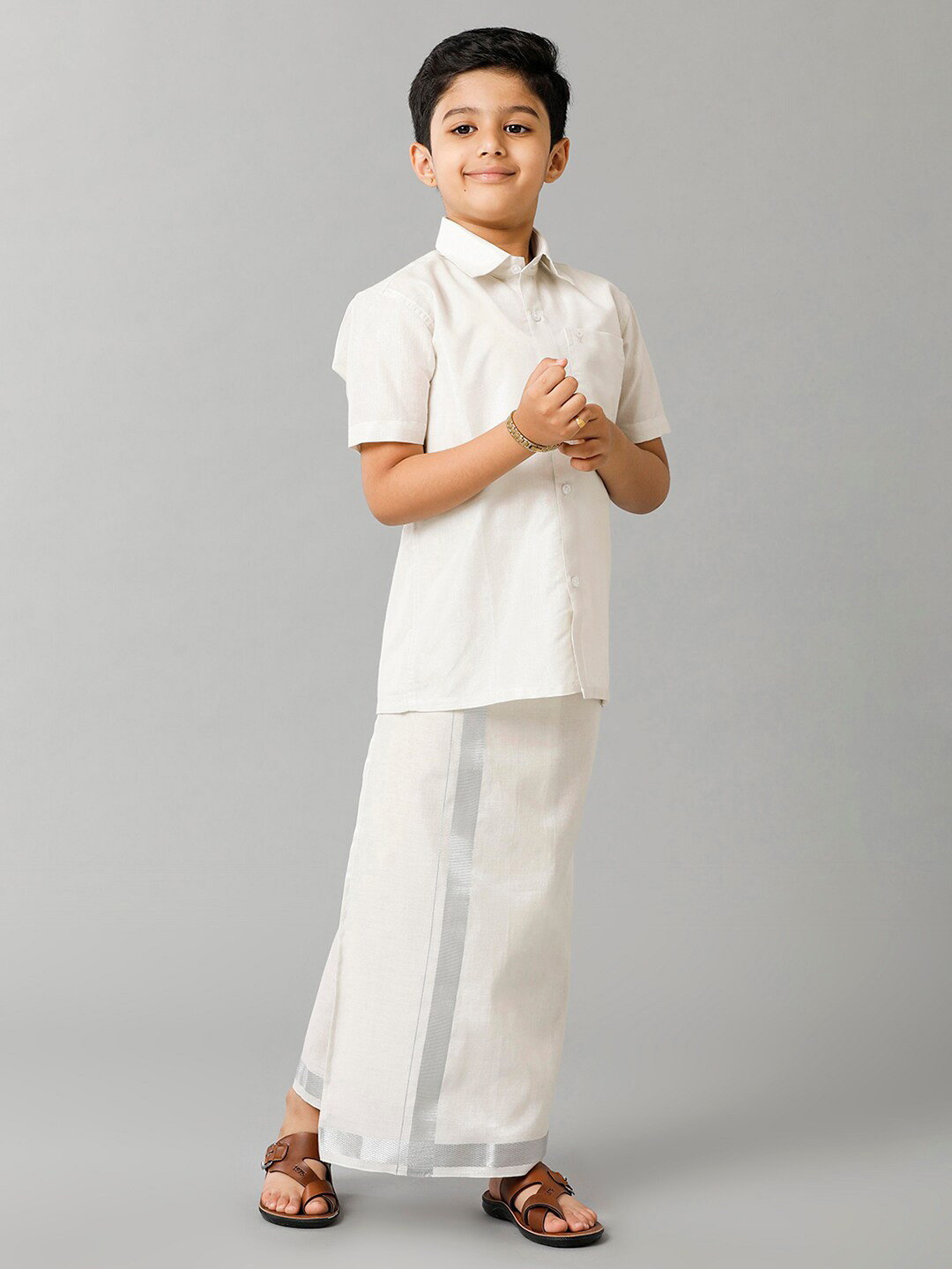Buy Ramraj Boys Shirt Collar Shirt With Veshti - Clothing Set for Boys ...