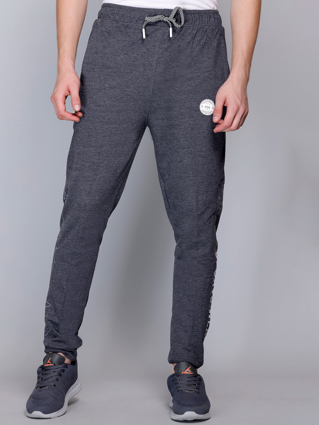 Buy FCKPLUS Men Mid Rise Typography Printed Cotton Joggers - Track ...