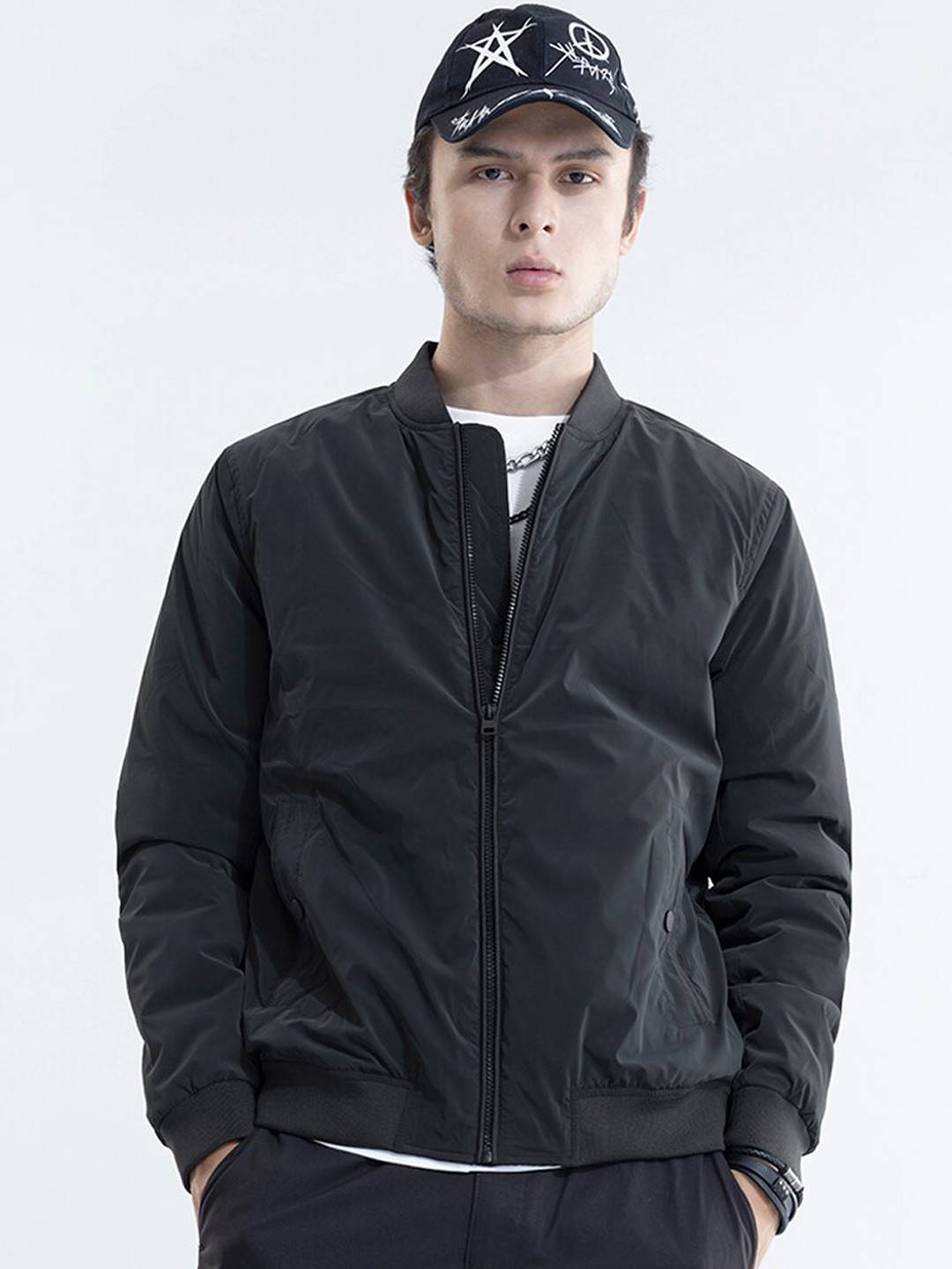 Buy Snitch Black Stand Collar Bomber Jacket - Jackets for Men 25511182 ...