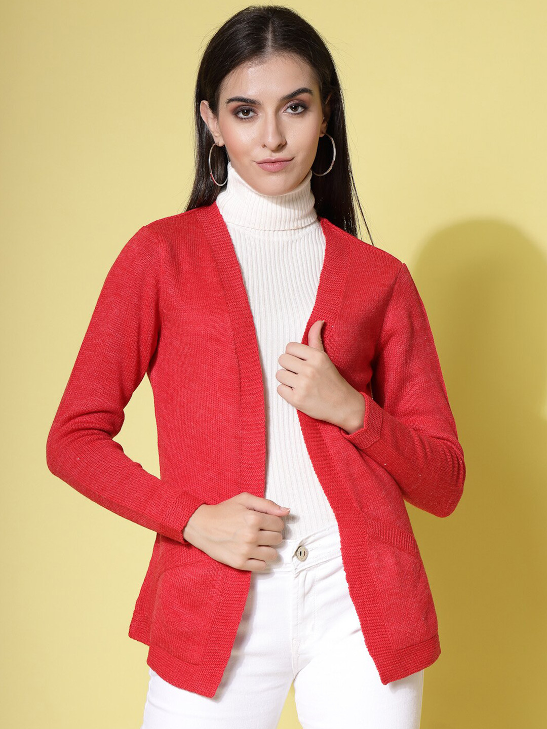 Buy Wool Trees Collarless Acrylic Cardigan Sweater - Sweaters for Women ...