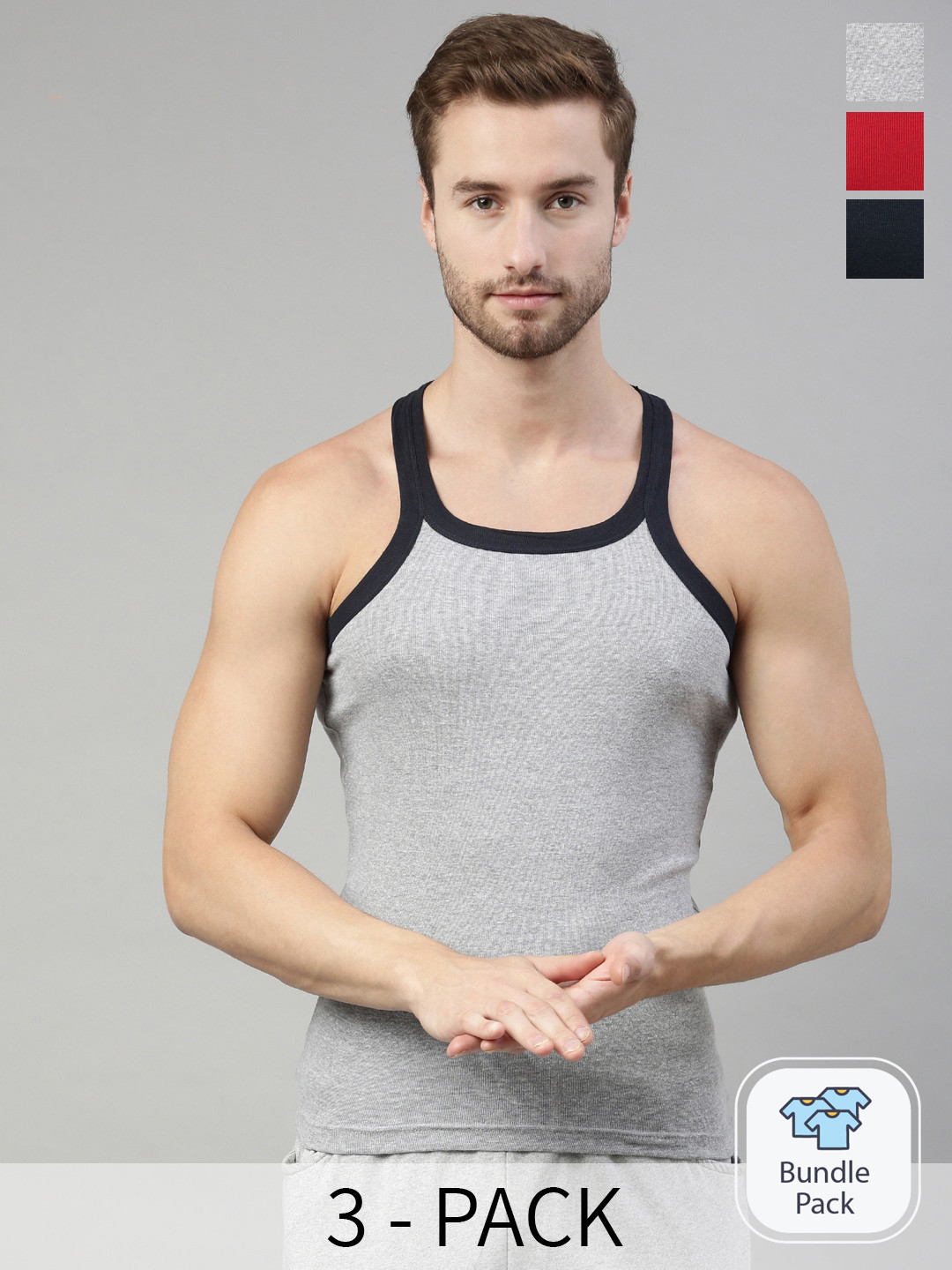 Buy DIXCY SCOTT Pack Of 3 Assorted Sleeveless Innerwear Vests ...