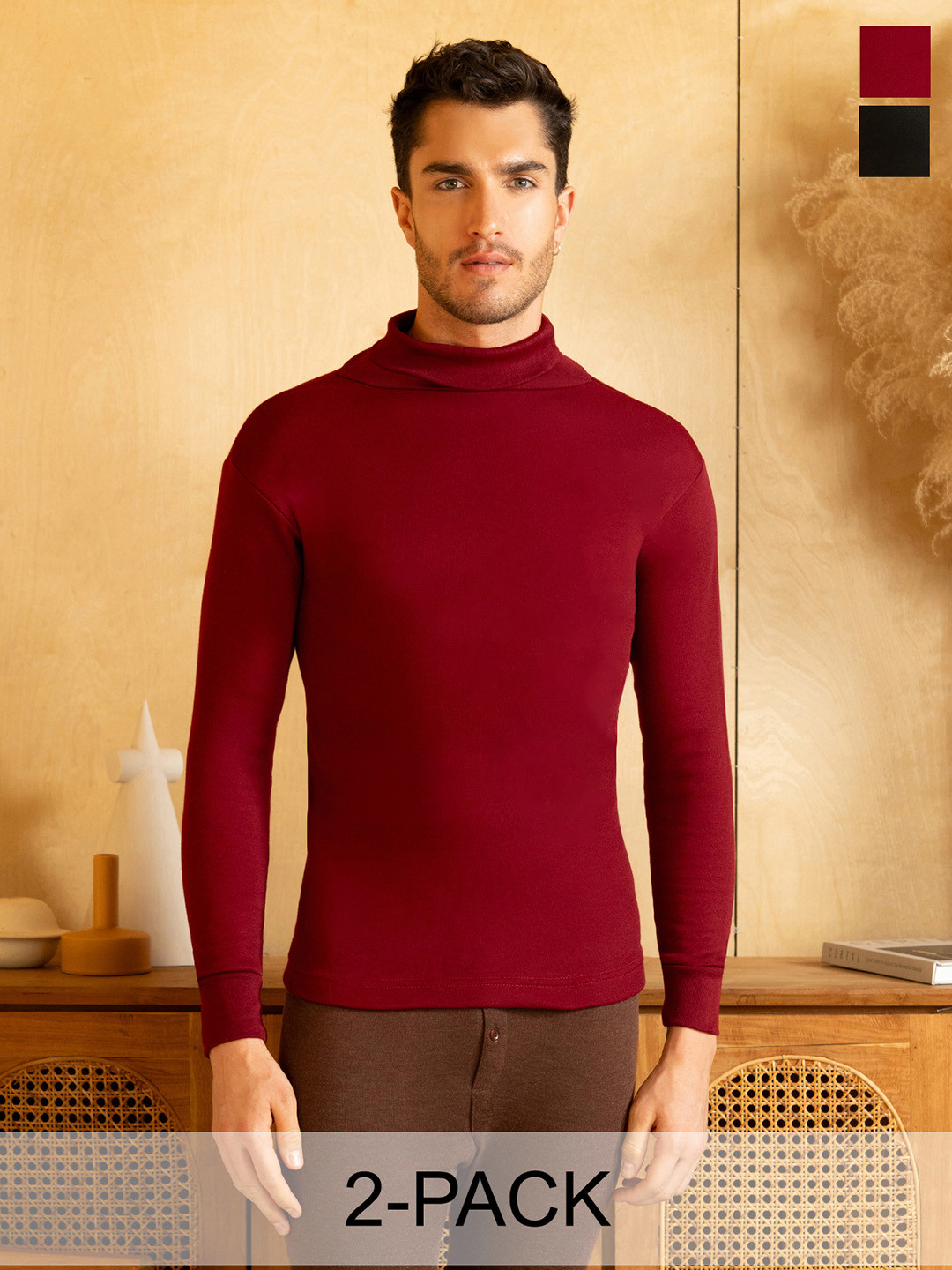 Buy Lux Cottswool Pack Of 2 Ribbed Wool Thermal Top - Thermal Tops for ...