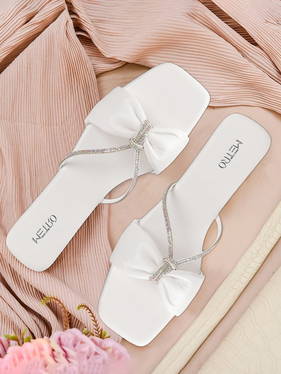 Buy Metro Embellished Open Toe Flats - Flats for Women 25516310 | Myntra