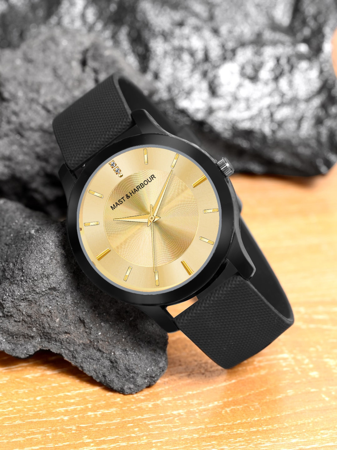 Buy Mast & Harbour Men Yellow Dial & Black Straps Reset Time Analogue ...