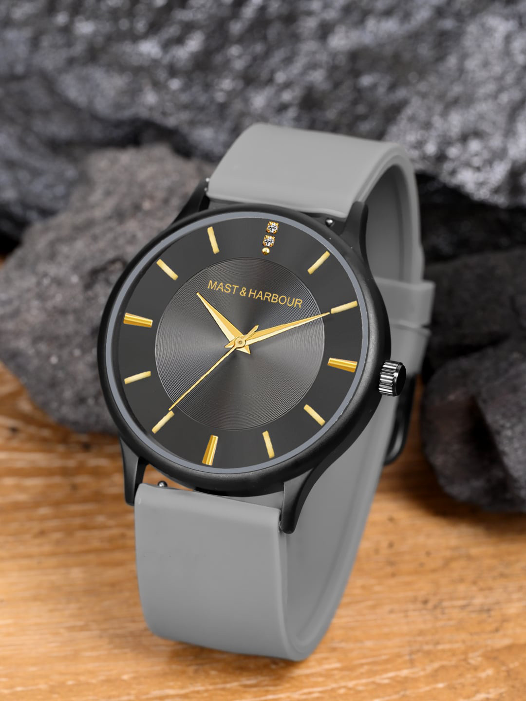 Buy Mast & Harbour Men Black Dial & Grey Straps Reset Time Analogue ...