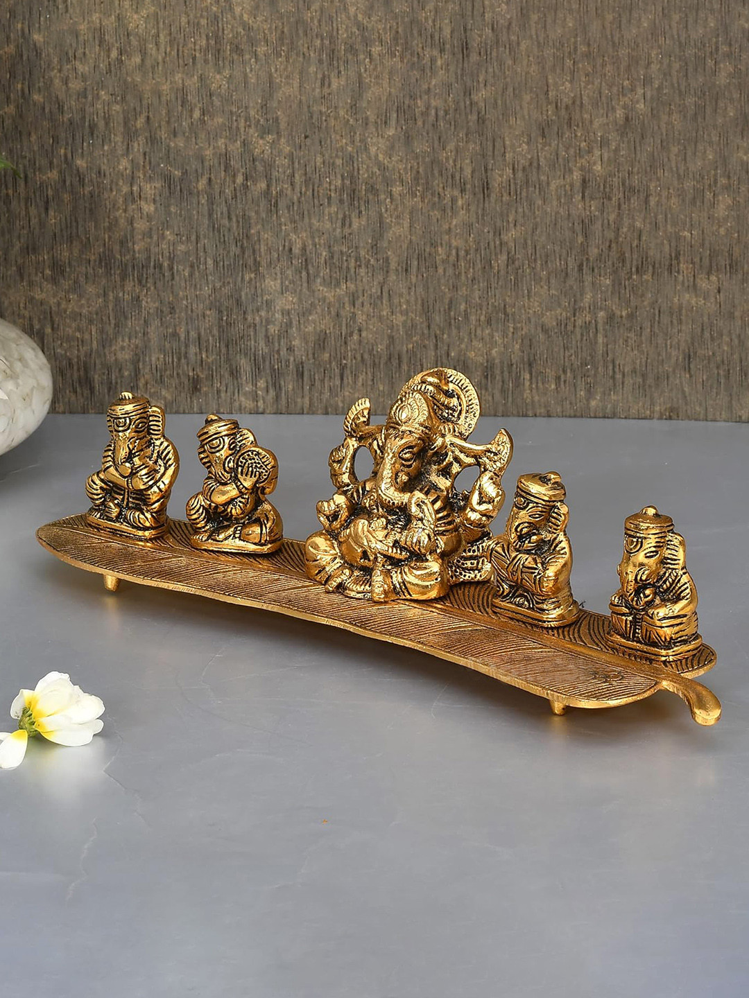 Buy Ascension Golden 5 Ganesh Metal Showpiece - Showpieces for Unisex ...