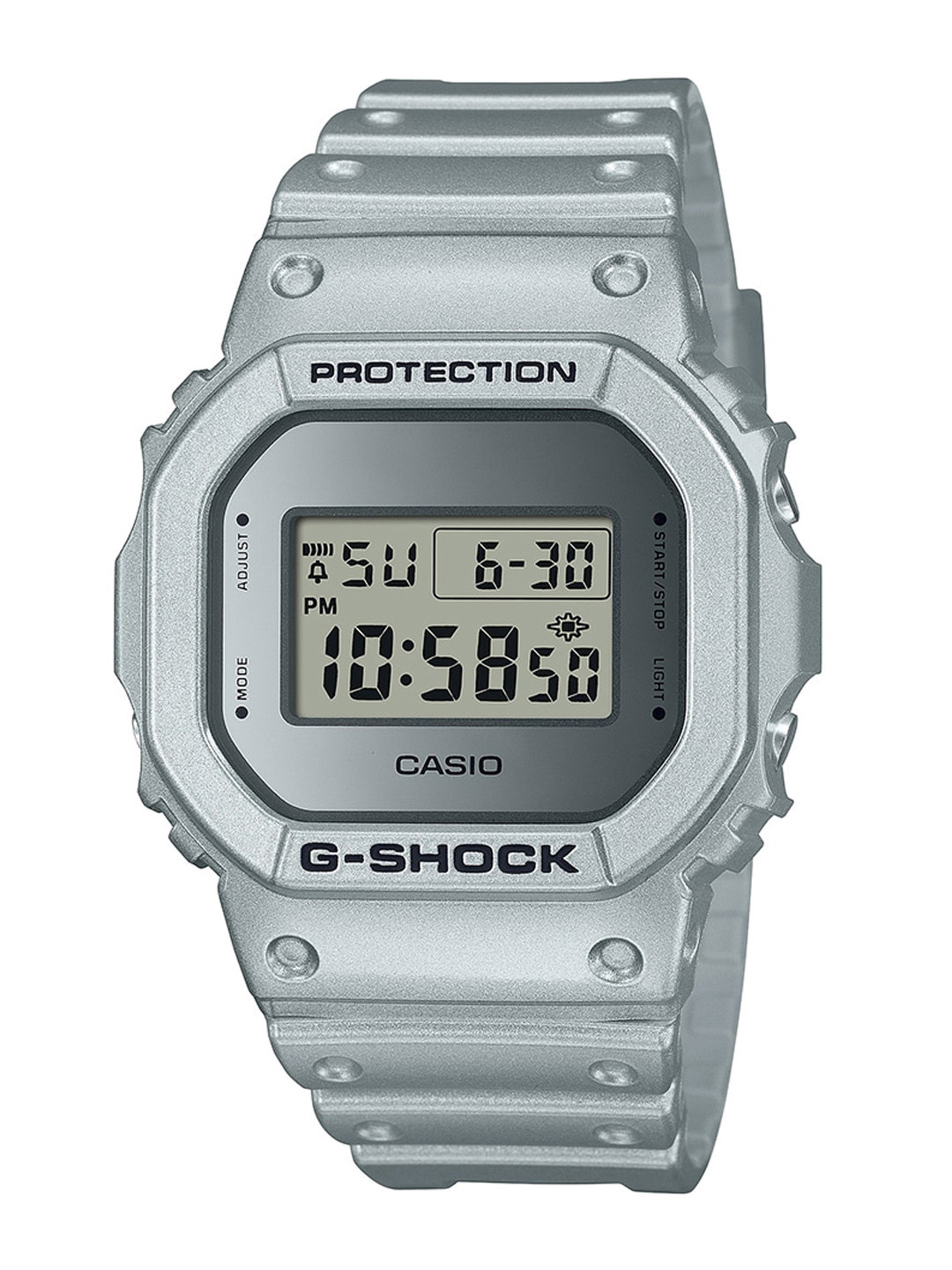 Buy CASIO Men G Shock DW 5600FF 8DR Silver Digital Dial Silver Resin ...