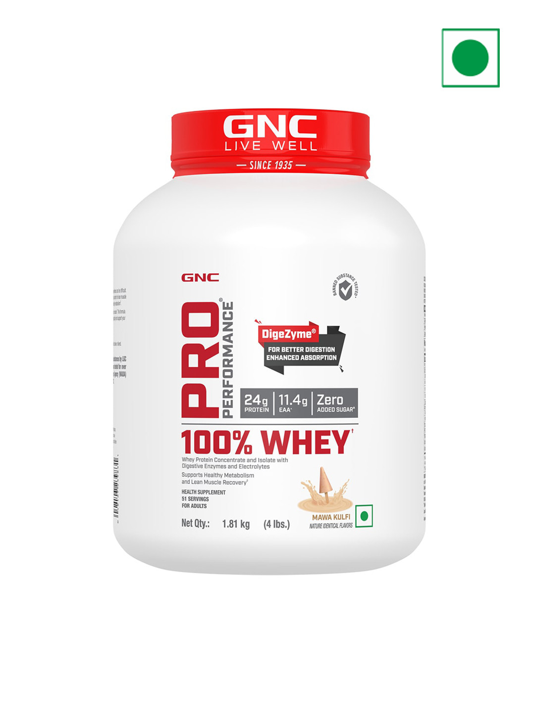 Buy GNC Pro Performance 100% Whey Protein Powder Mawa Kulfi 1.81 Kg ...
