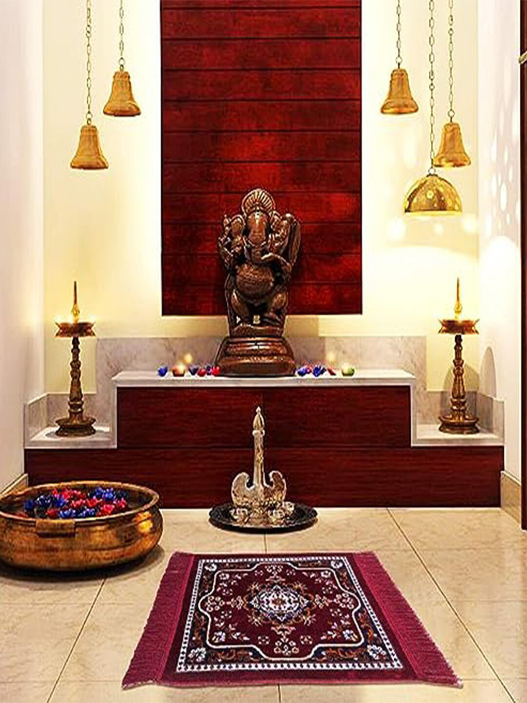 Buy Kuber Industries Pack Of 2 Rangoli Design Velvet Square Pooja Mats ...